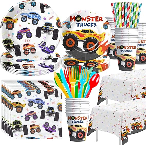 Amazon.com: APOWBLS Monster Truck Birthday Party Supplies, Monster ...