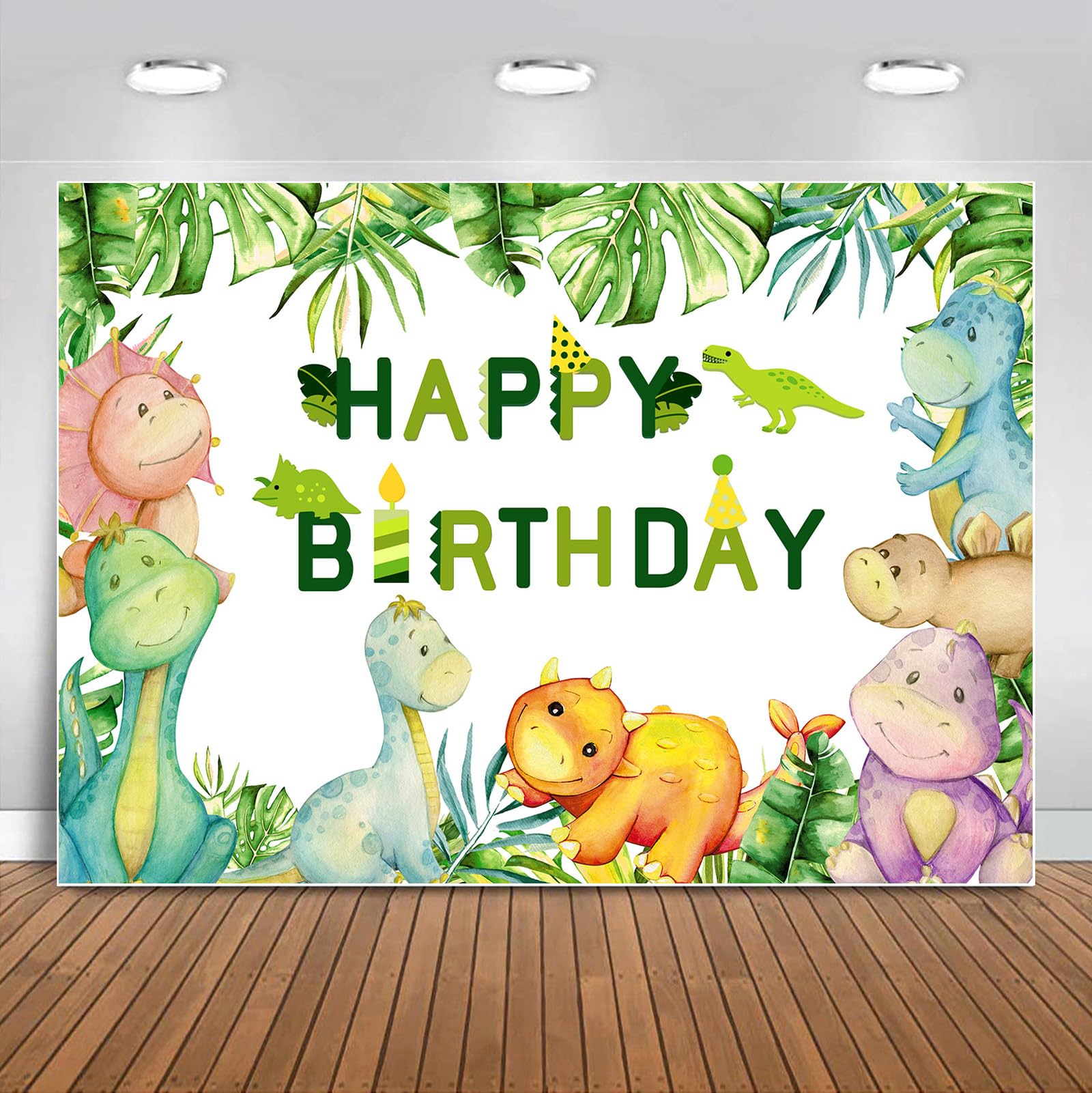 Amazon.com : Sensfun Watercolor Dinosaur Party Backdrop Jungle Safari ...