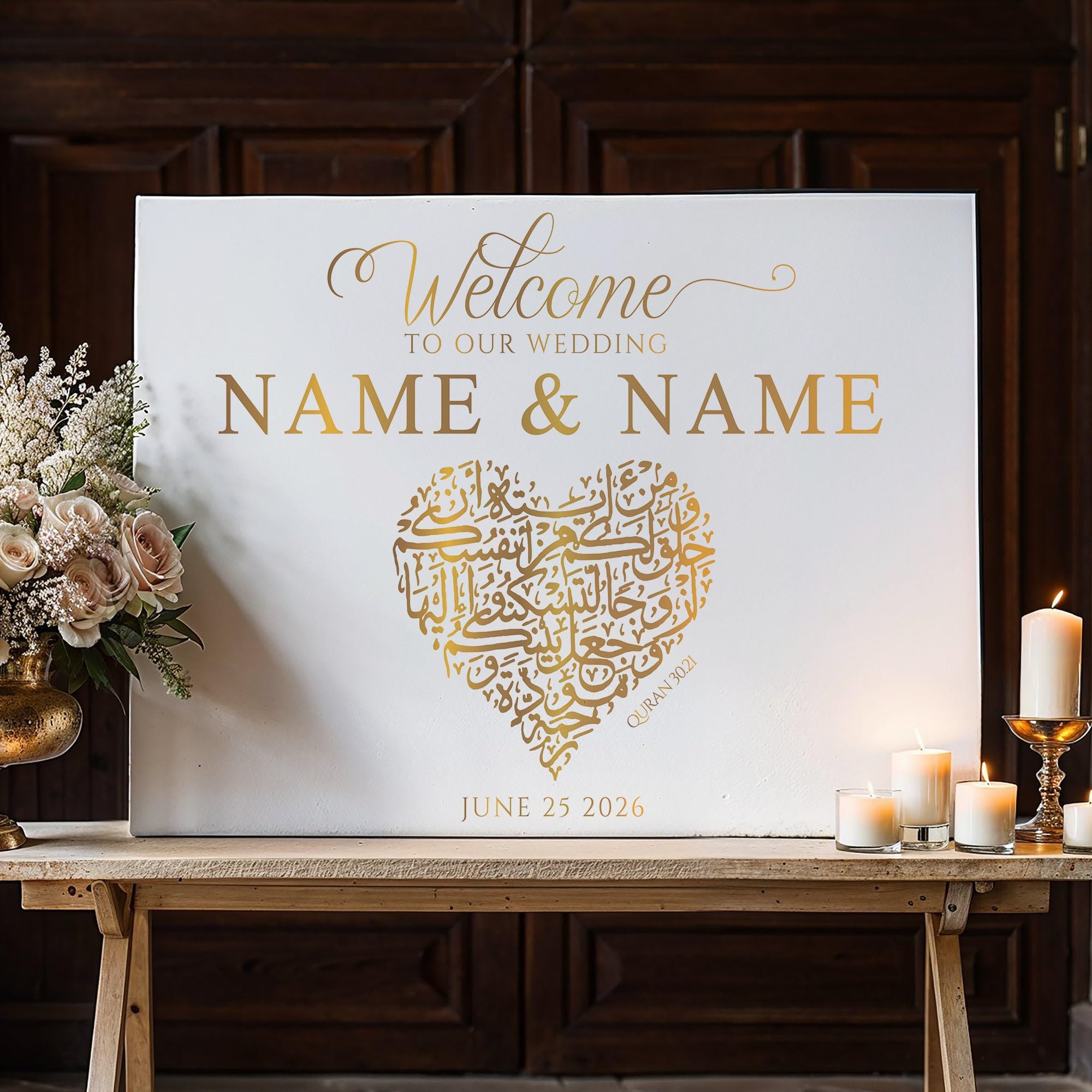 Nikkah Wedding Welcome Sign, Personalised Nikkah, Nikah Sign, Islamic ...