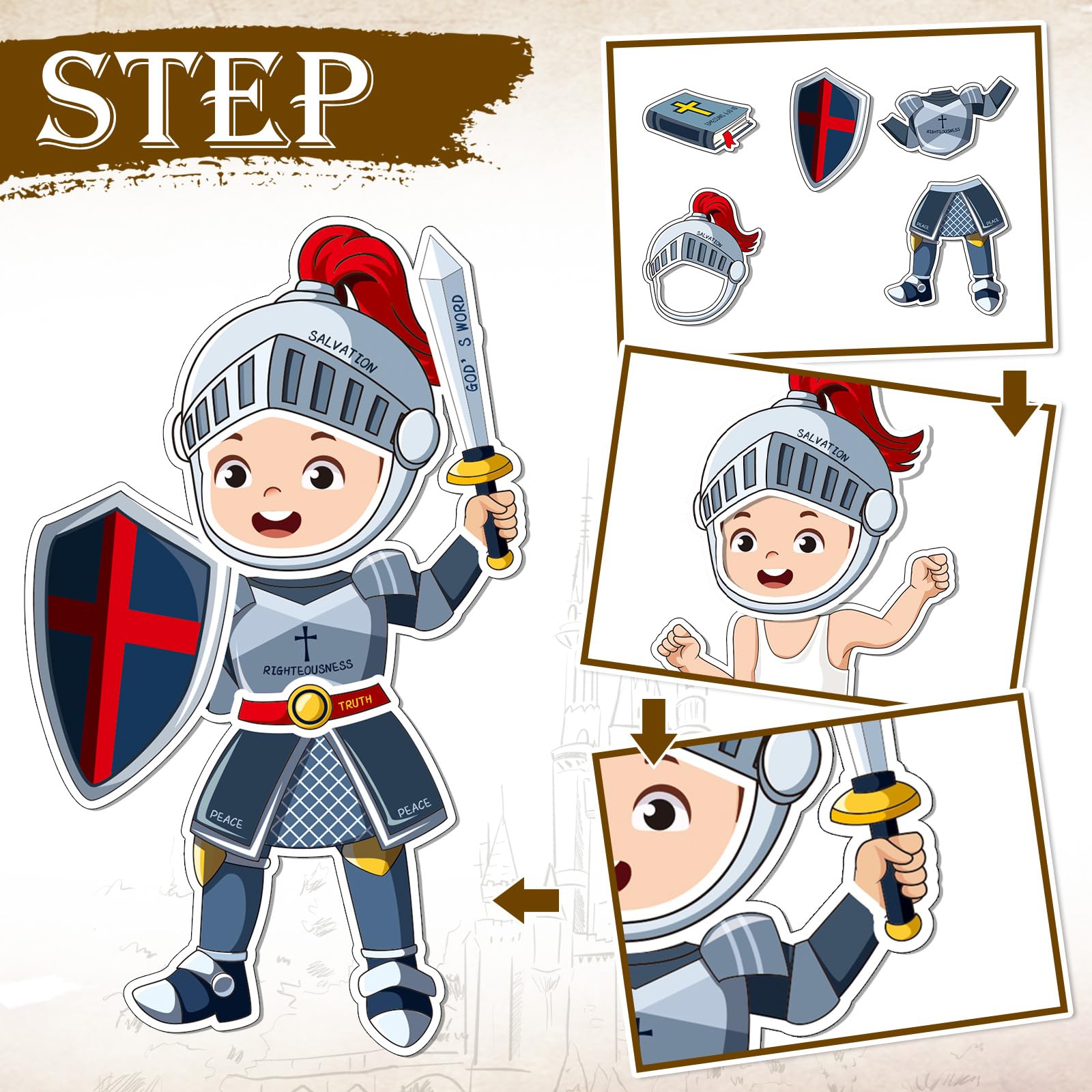 Snapklik.com : 192 Pcs Armor Of God Stickers Craft Kit For Kids ...