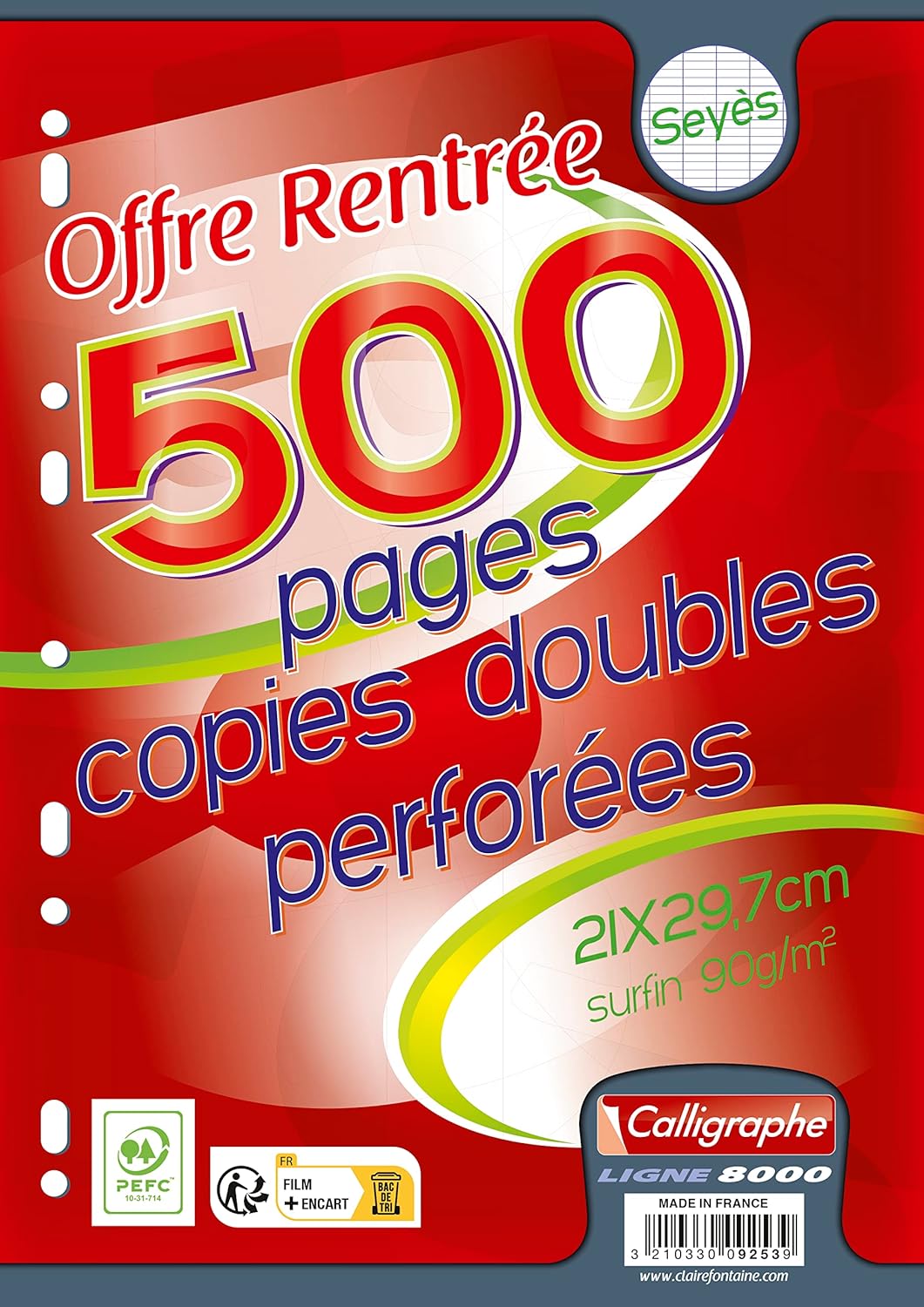 Calligraphe 9253C (gamme scolaire Clairefontaine) - Un paquet de copies ...