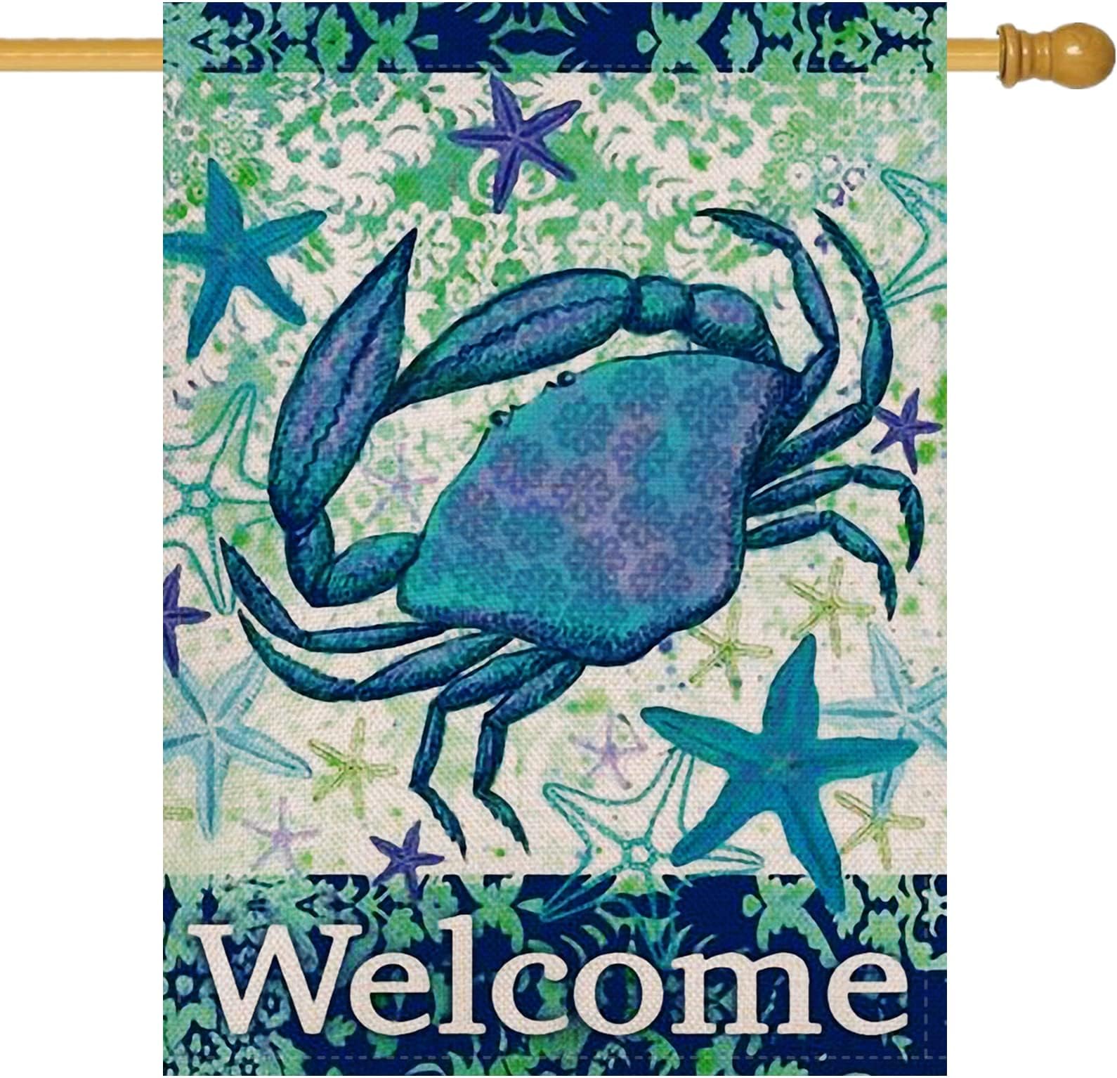 Amazon.com : Summer Shell Coastal Wreath House Flag 28 x 40 Double ...