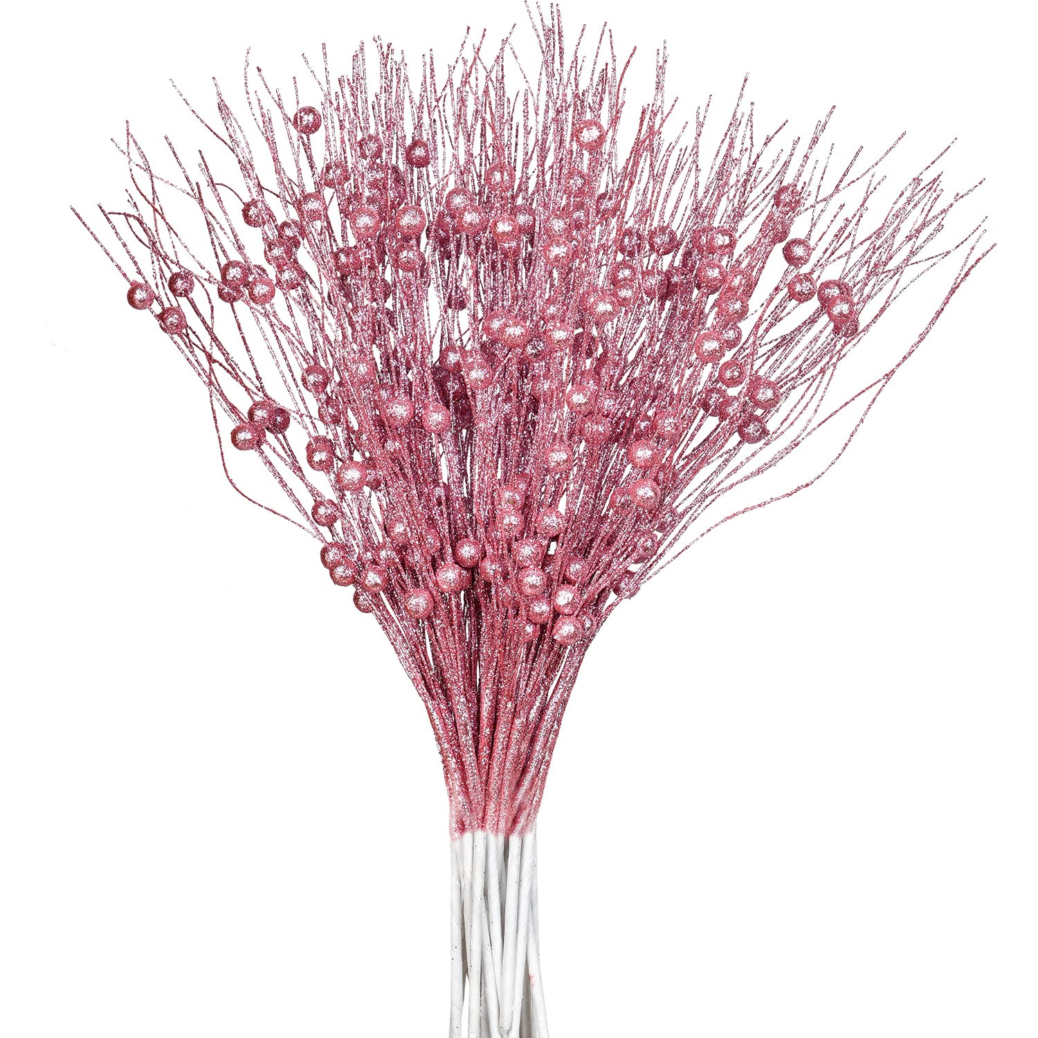 Amazon.com: Gomat 24 Pieces Christmas Glitter Berries Stems,16.5inch ...