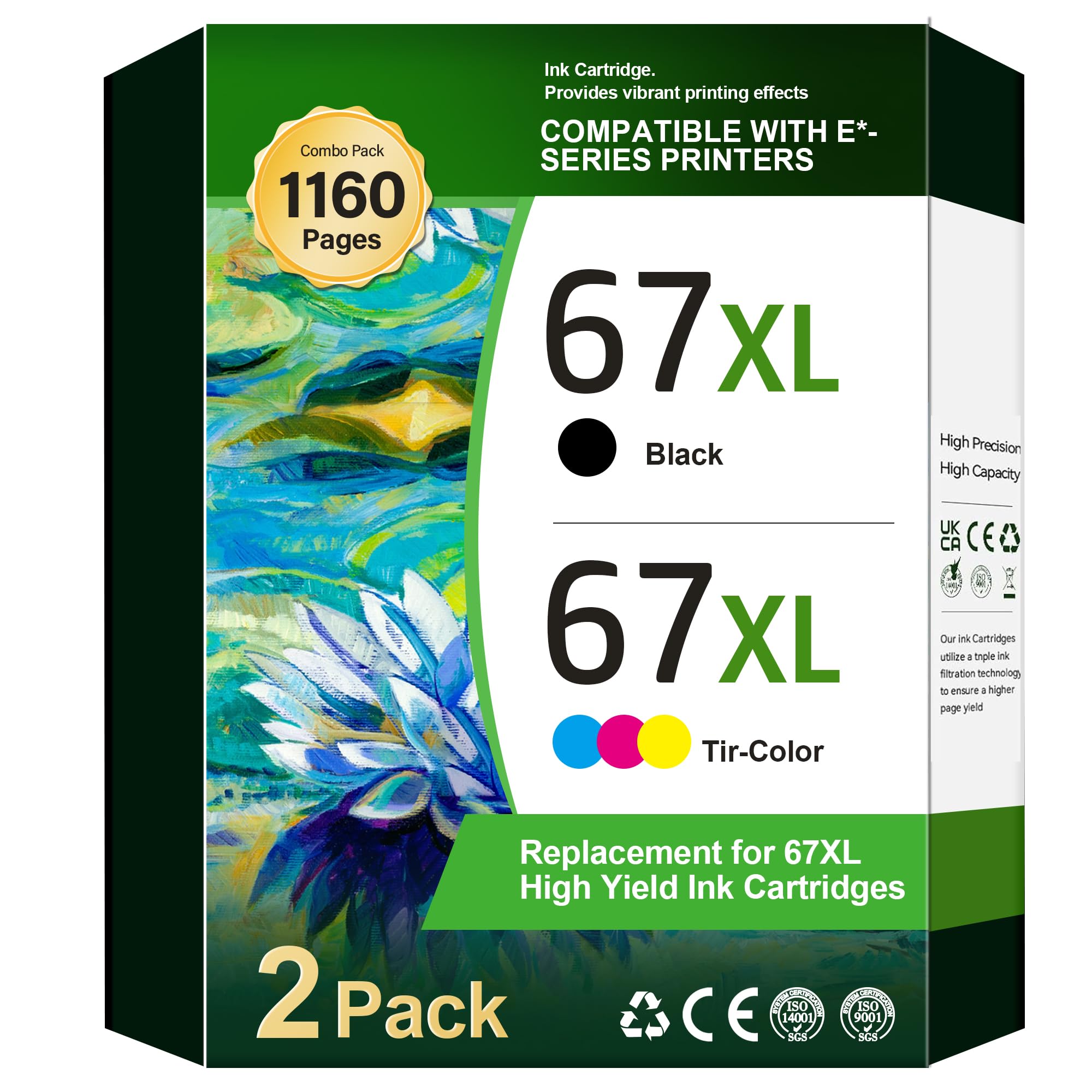 67 XL Ink Cartridges Black/Color Cartouche Encre for HP 67 Ink ...