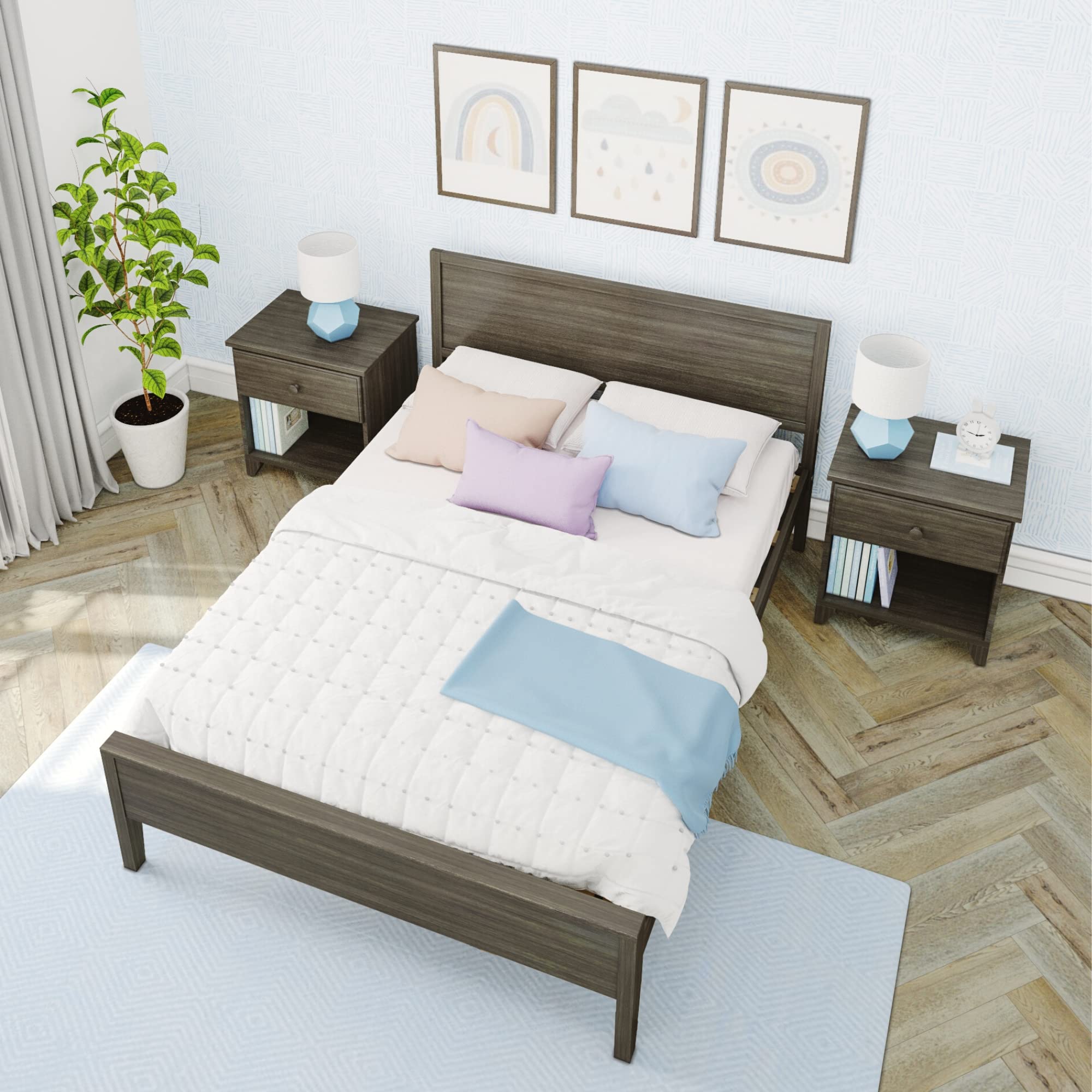 Snapklik.com : Max & Lily Full Bed, Solid Wood Full Bed Frame