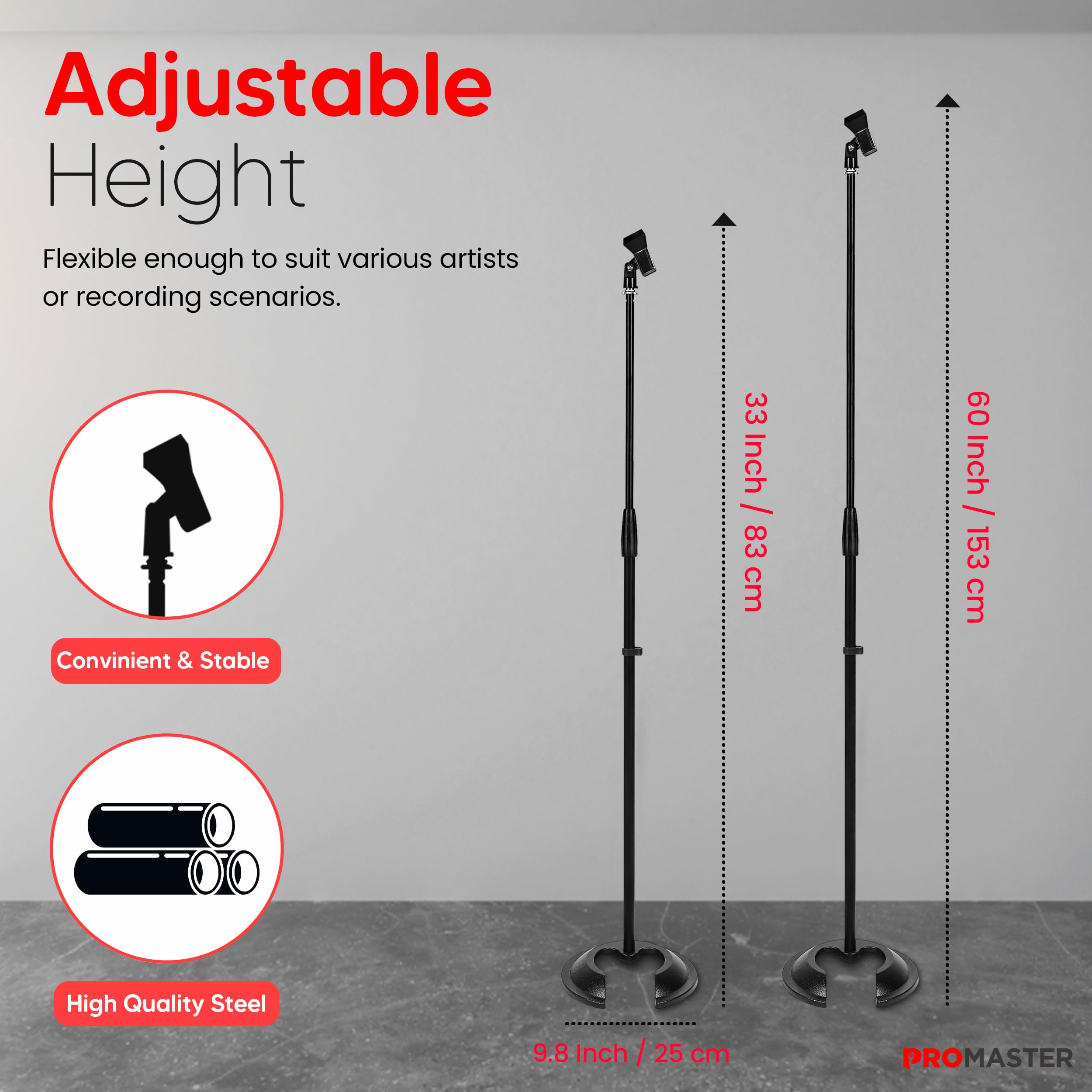 ProMaster ProSound Universal Mic Mount:Heavy Compact Base,Adjustable ...