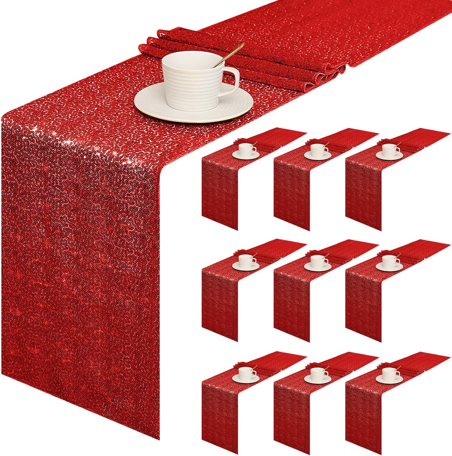 Amazon.com: Sugargirl 10 Packs 12 x 72 inches Sequin Table Runner ...