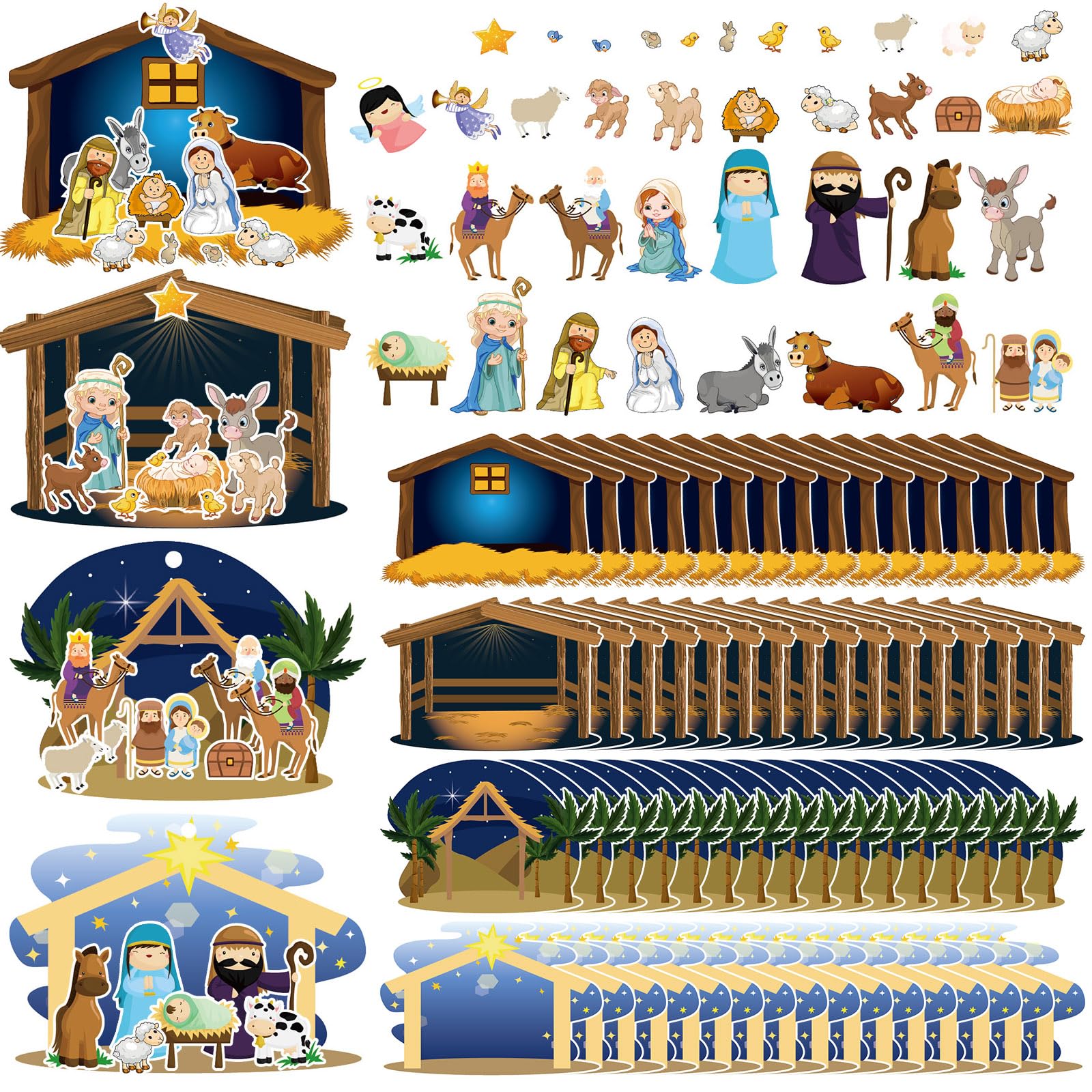 Amazon.com: Glenmal 64 Sheets Make a Nativity Scene Sticker Nativity ...
