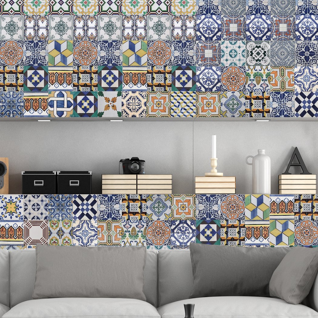 Portuguese Tiles Stickers Amadora - Pack of 36 - Tile Decals Art for ...