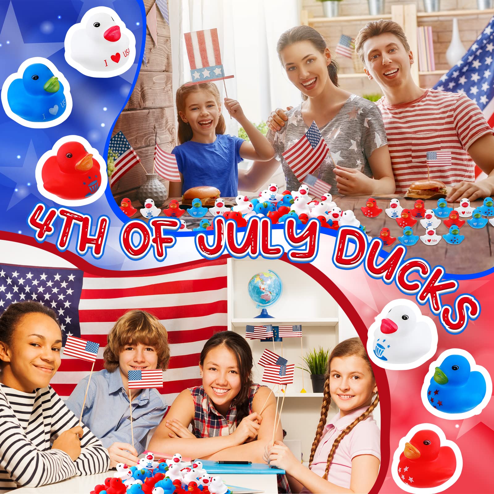 Snapklik.com : 25 Pcs Patriotic Rubber Duck Bulk 1.57 Inch Independence ...