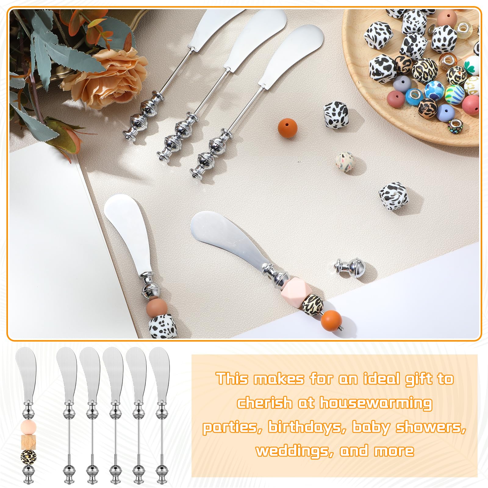 Snapklik.com : 6 Pcs Cheese Spreader Knives DIY Decorative Beaded ...