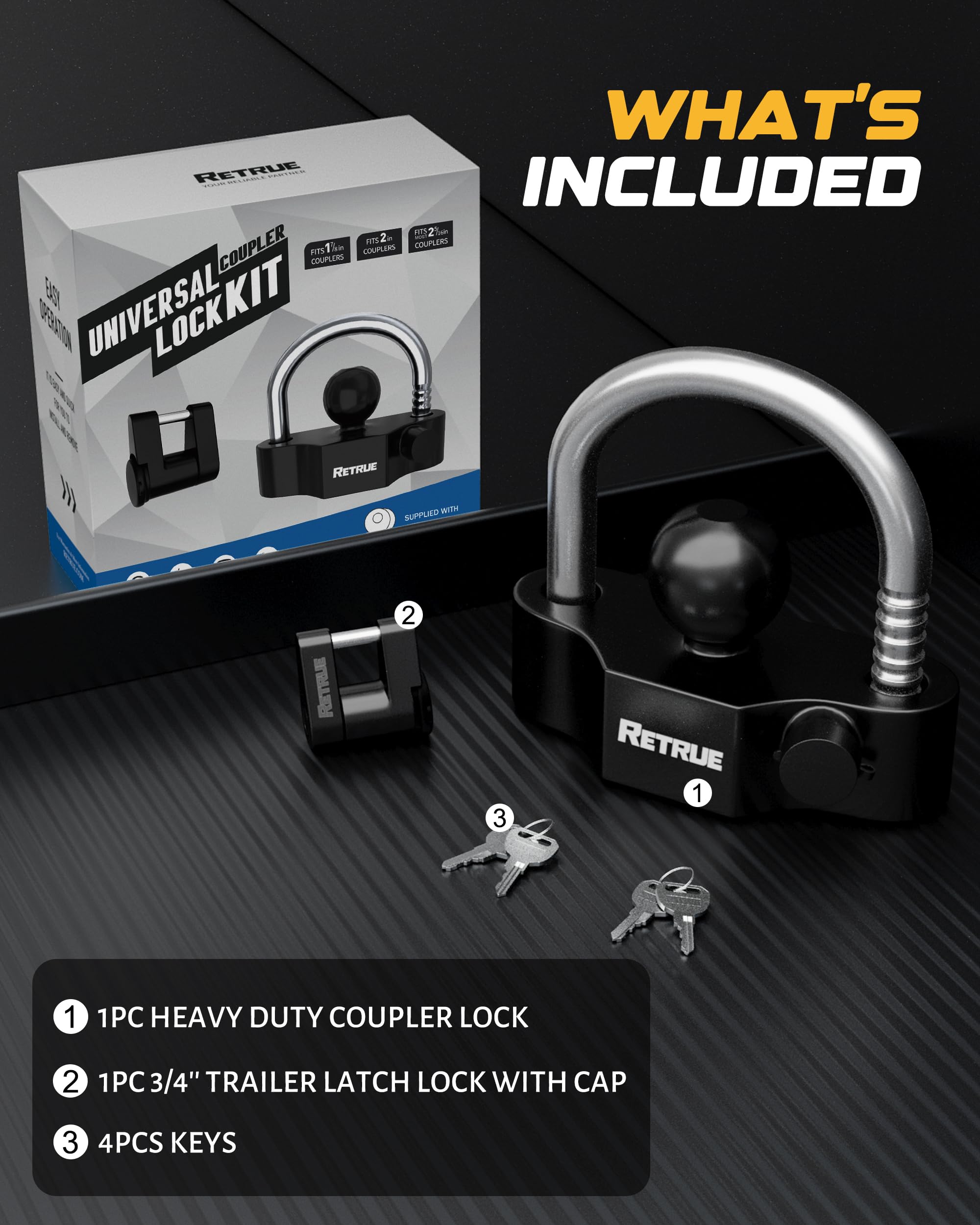 Snapklik.com : Keyed Alike Heavy Duty Coupler Lock Set Trailer Lock Kit ...