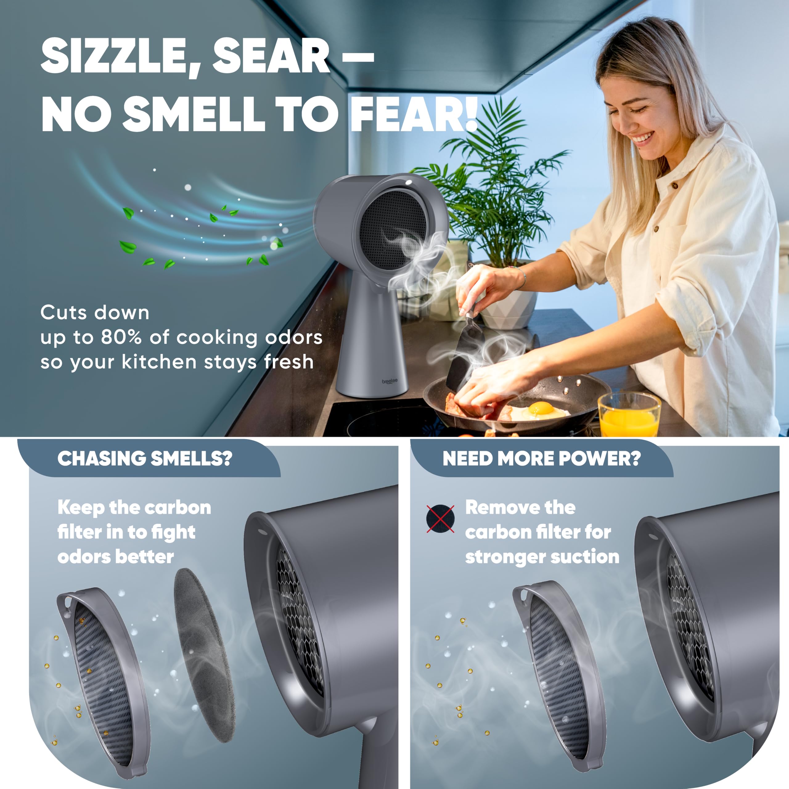3 Speed Suction Range Hood Portable Desktop Range Hood - 3 Speed ...