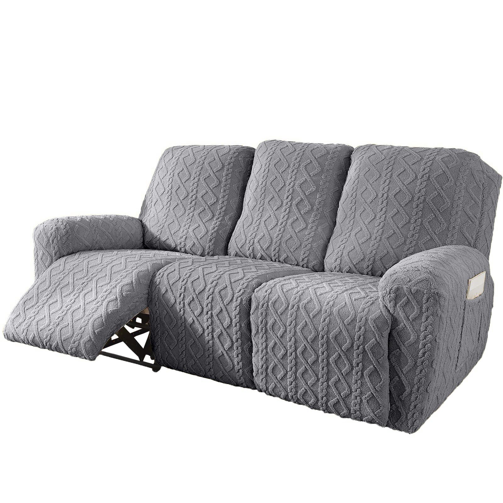 Amazon.com: vctops 8 Pieces Geometric Jacquard Plush Recliner Sofa Covers Soft Fuzzy Fluffy 3 ...