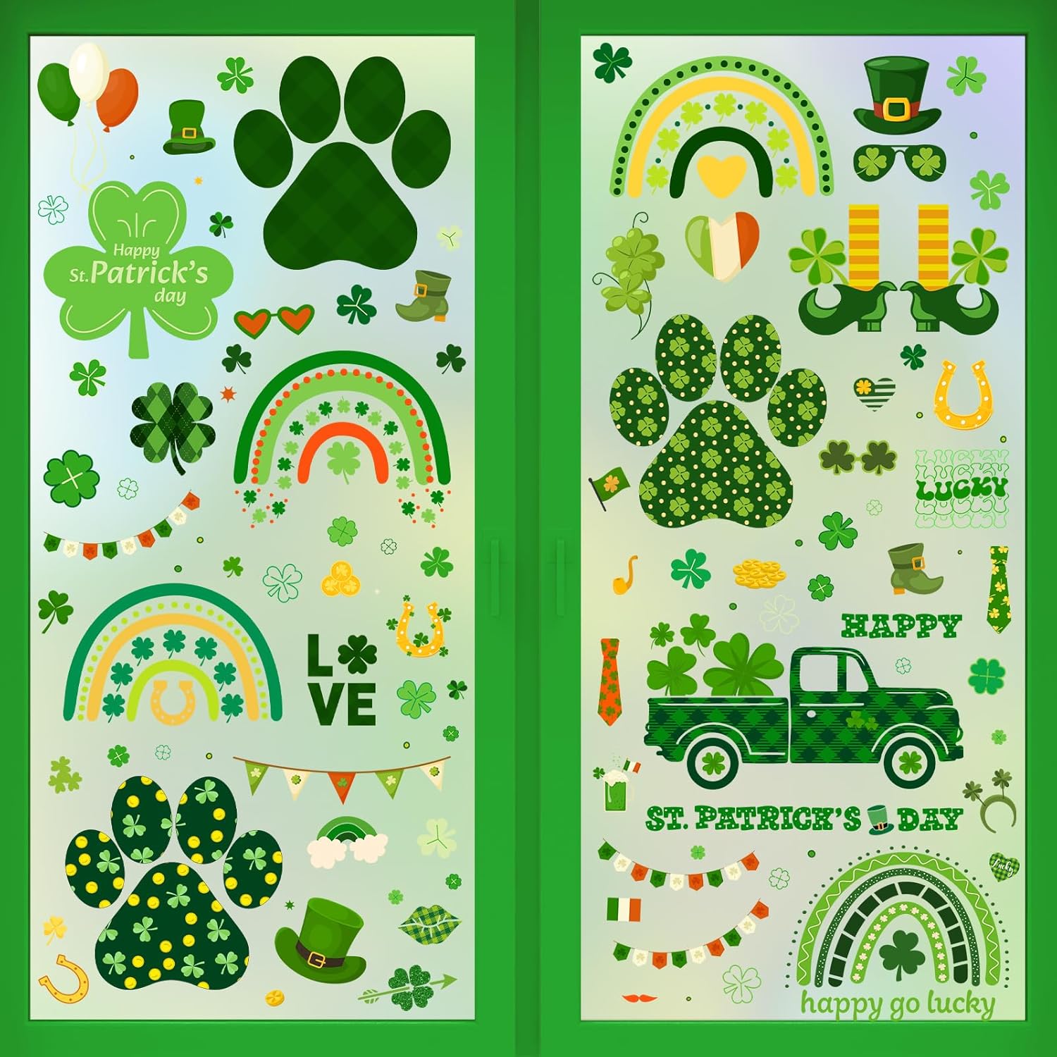 9 hojas de calcomanías estáticas para ventana del Día de San Patricio ...