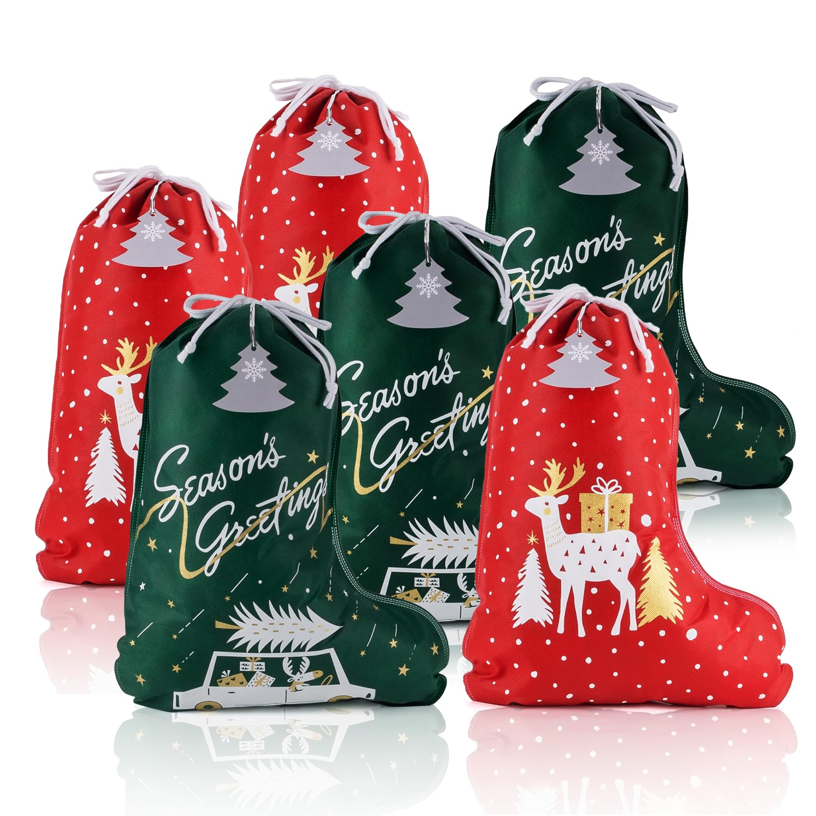 Amazon.com: OYATON Set of 6 Christmas Stocking-Shaped Gift Bags ...