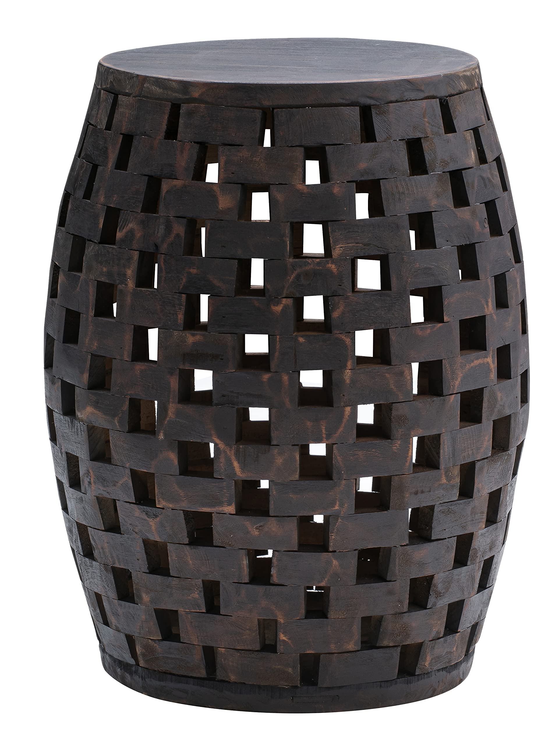 Amazon Aware Outdoor Recycled Checkered Wood Stool and Plant Stand, Cocoa