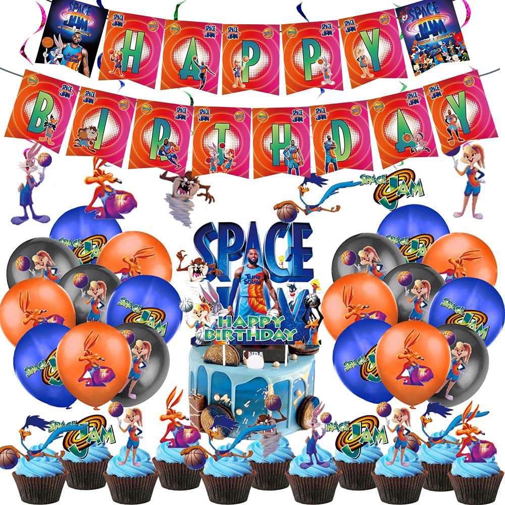 Buy Space Jam 2 Birthday Party Supplies Decorations Set Includes Banner ...