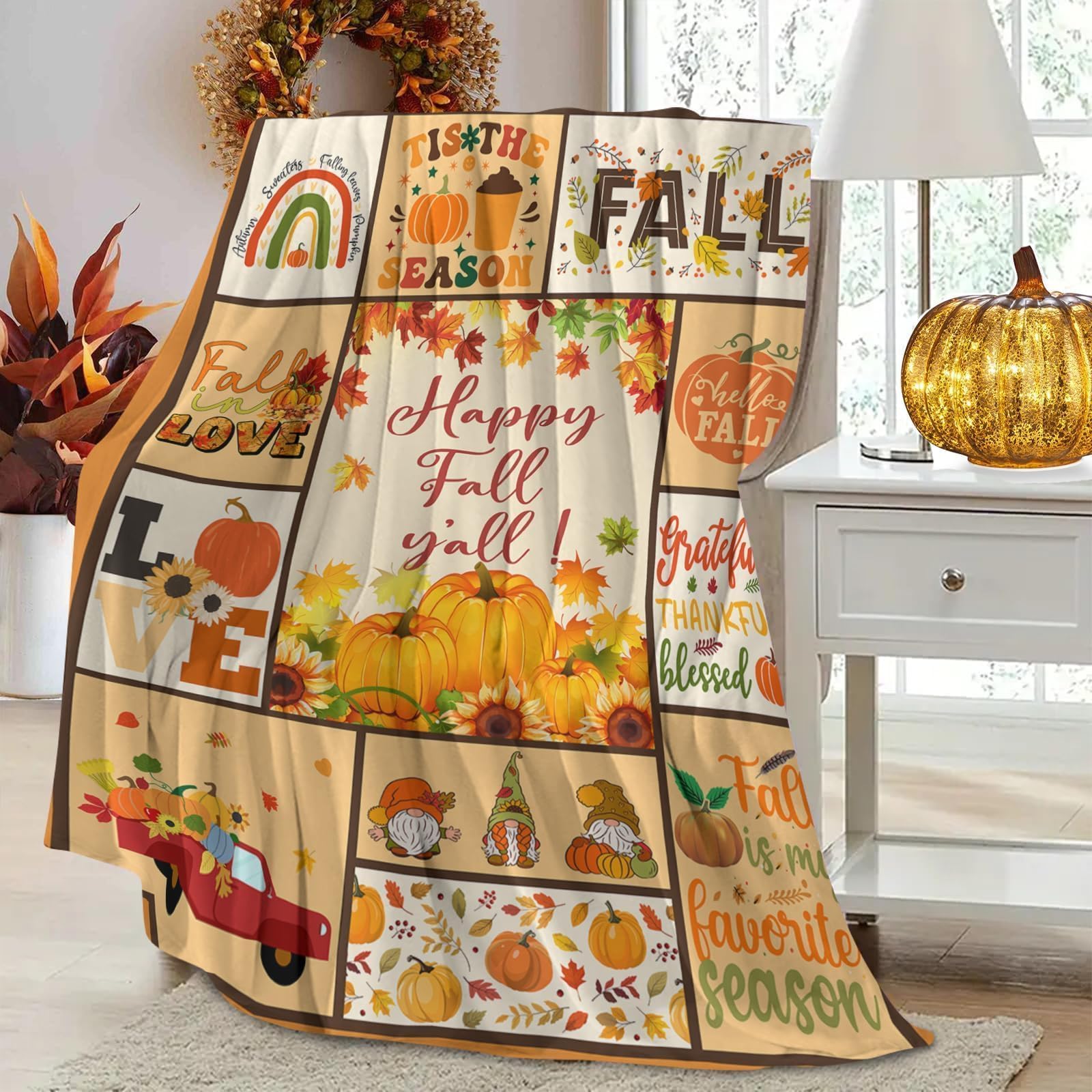 Amazon.com: YOOMOOR Thanksgiving Fall Blanket Super Soft Flannel Fleece ...