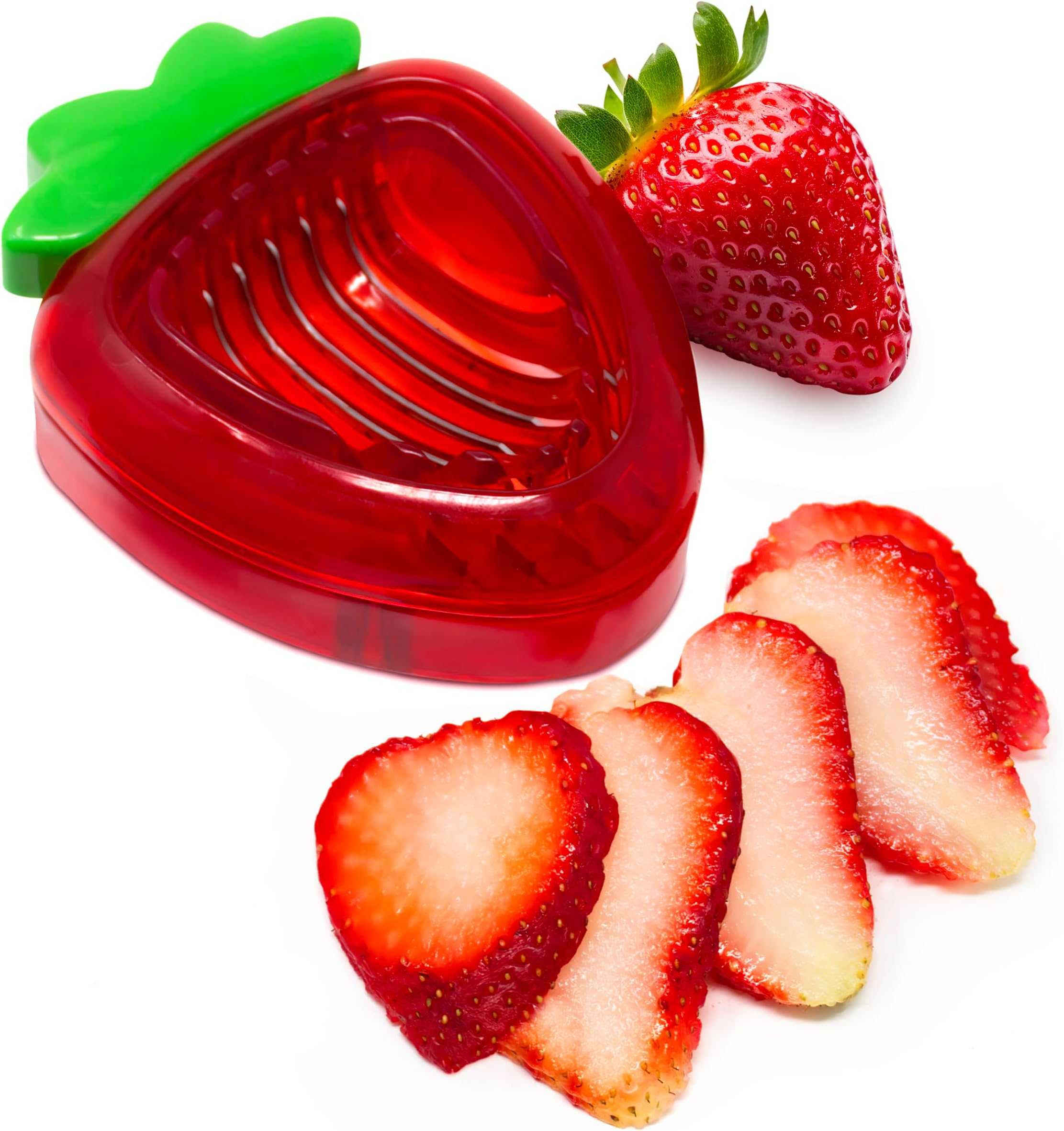 Amazon.com: 2 PACK Stainless Strawberry Slicer - Fruit Cutter Set for ...
