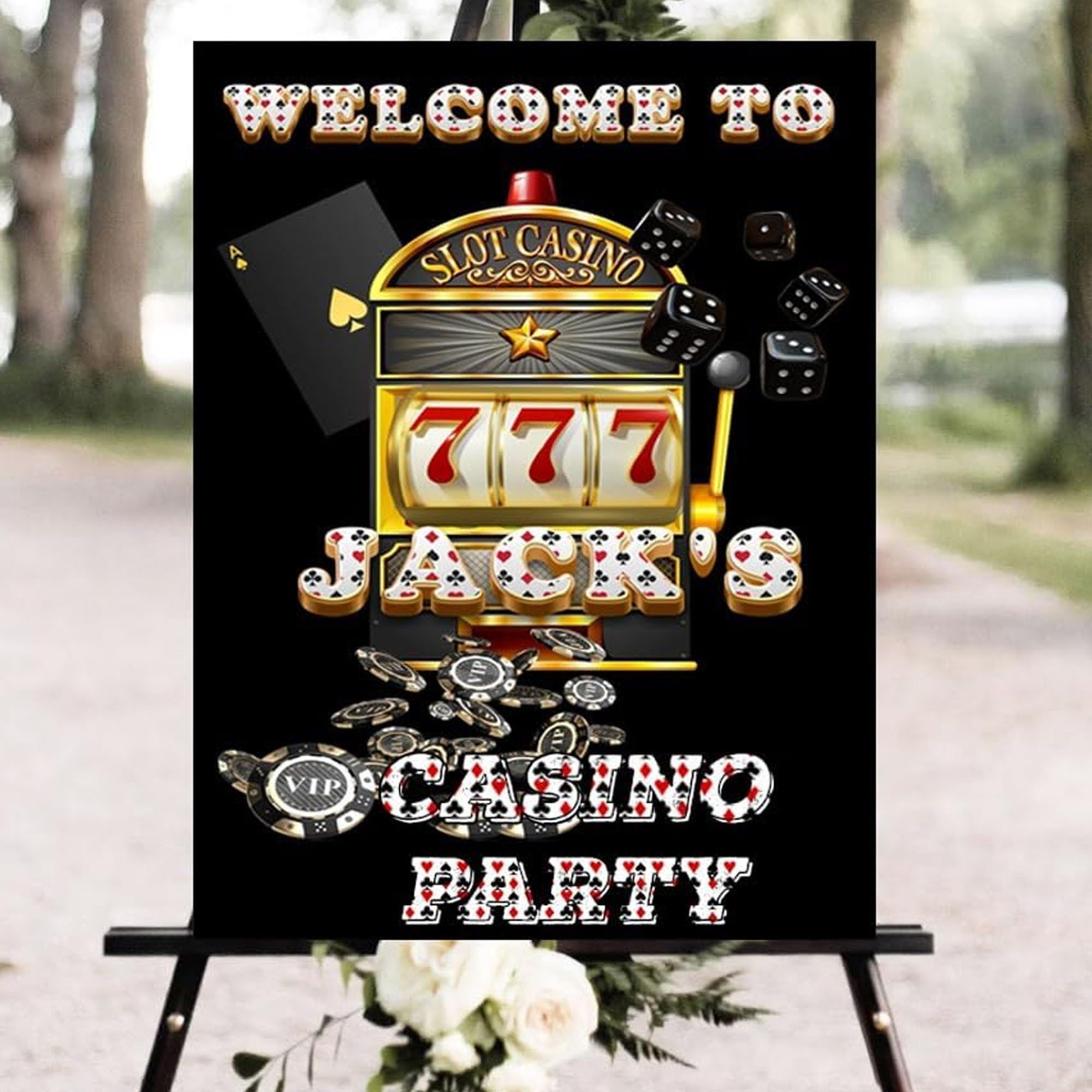 Amazon.com : Personalized Casino Party Welcome Sign, Poker Party Sign ...