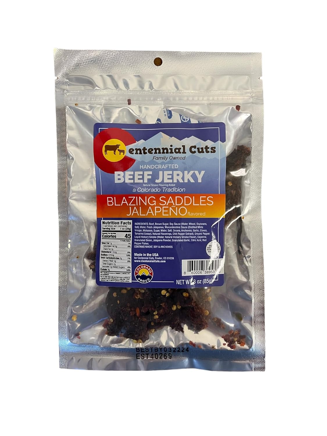 Amazon.com: Centennial Cuts - Blazing Saddles Jalapeno Beef Jerky - 3 ...