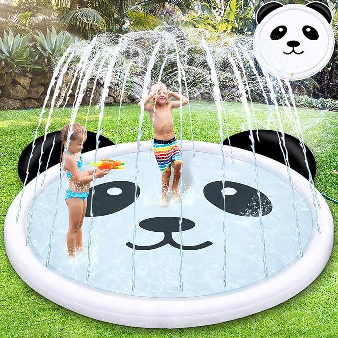 Amazon.com: AMENON 71" Large Panda Splash Pad Sprinkler Pool for Kids ...