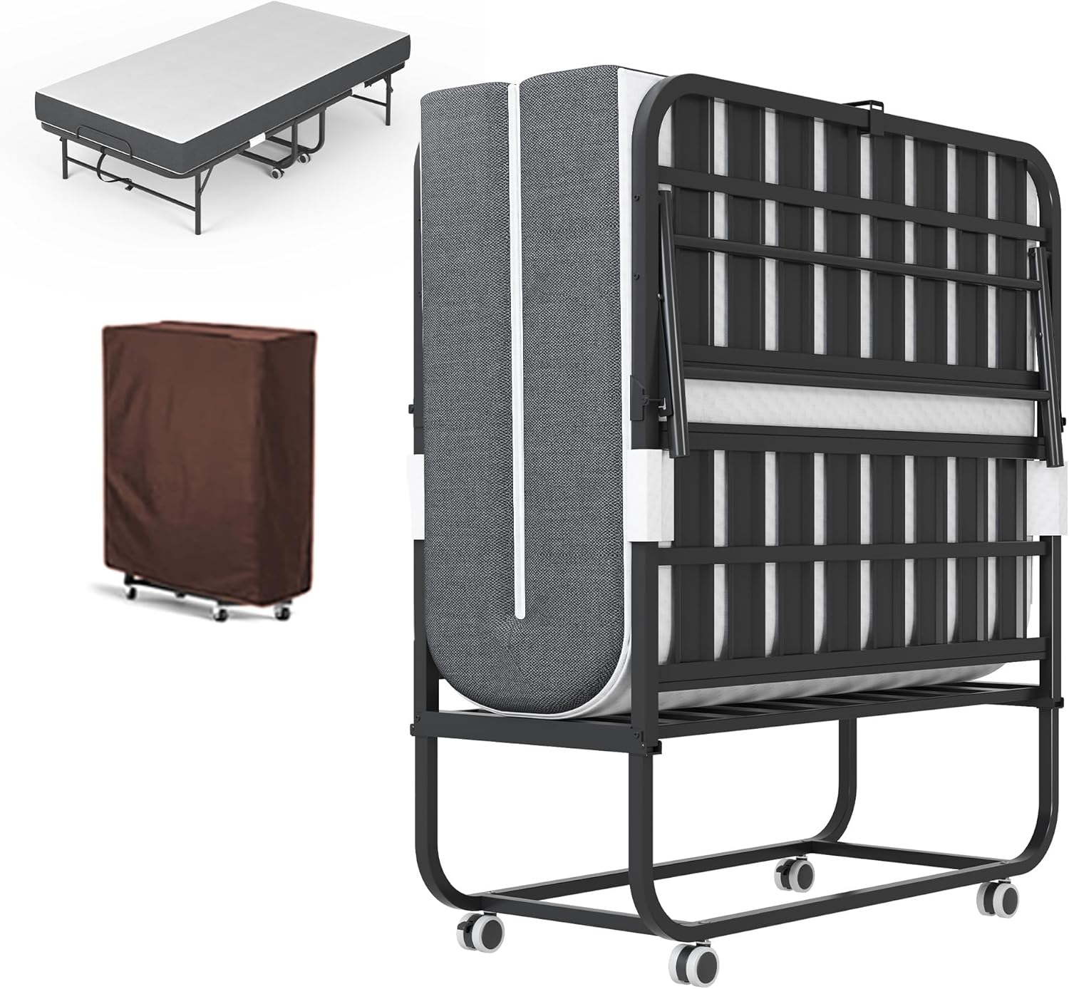 Amazon.com: VIYET Folding Bed with Mattress, Rolling Portable Folding ...