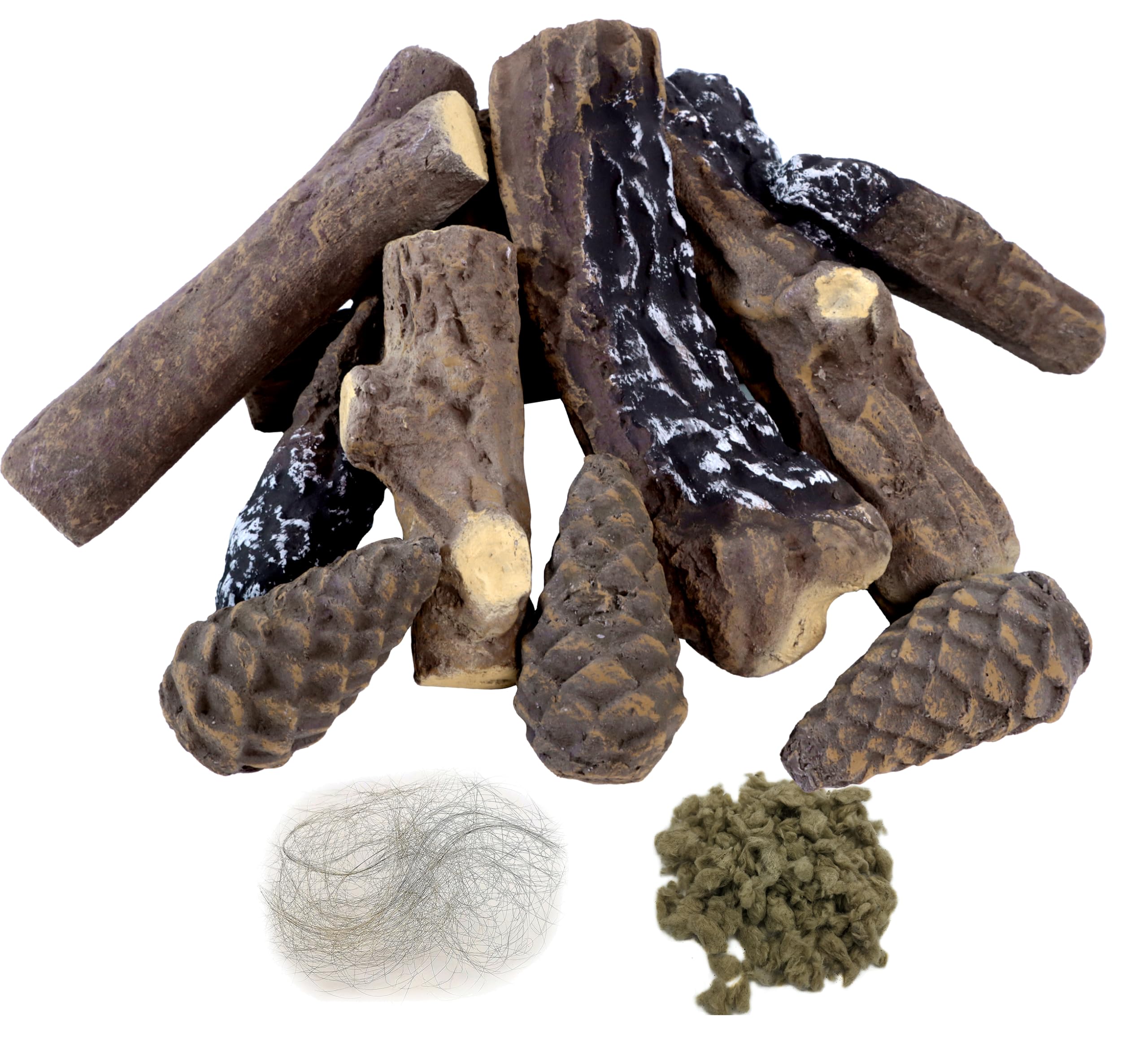 Amazon.com : MrGas Log 10 Pcs Small Sized Fake Fireplace Logs Set with ...