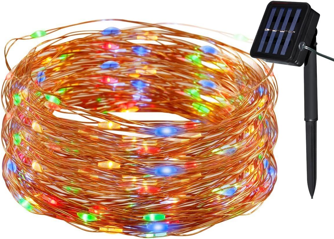 TUOKAY 100 LED 39ft Solar Copper Wire String Lights, Outdoor Solar ...