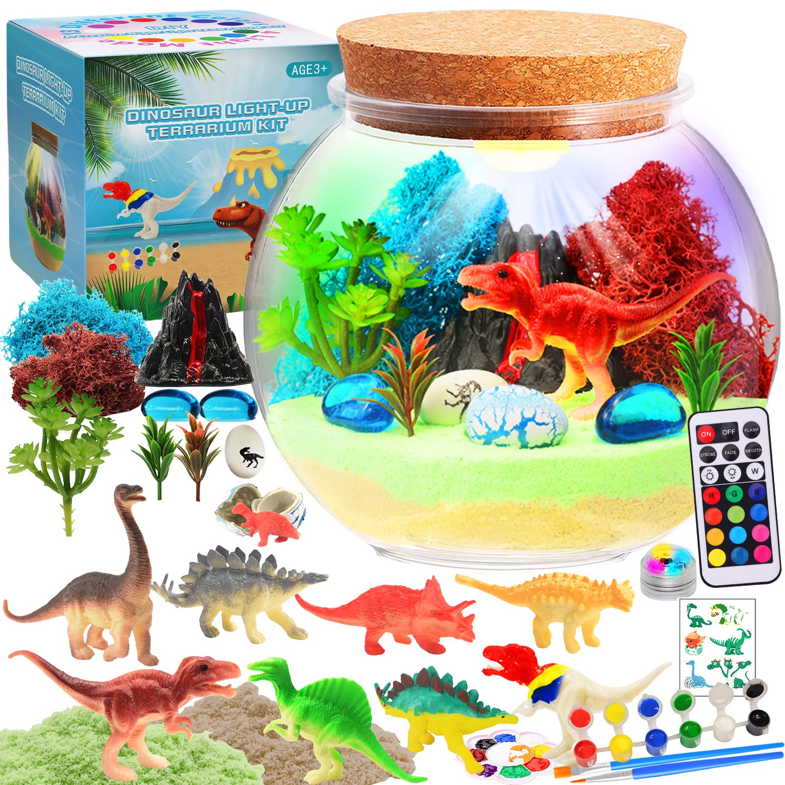 Birthday Gift For Dinosaur Lovers Ronstone Dinosaur Terrarium Kit - LED ...