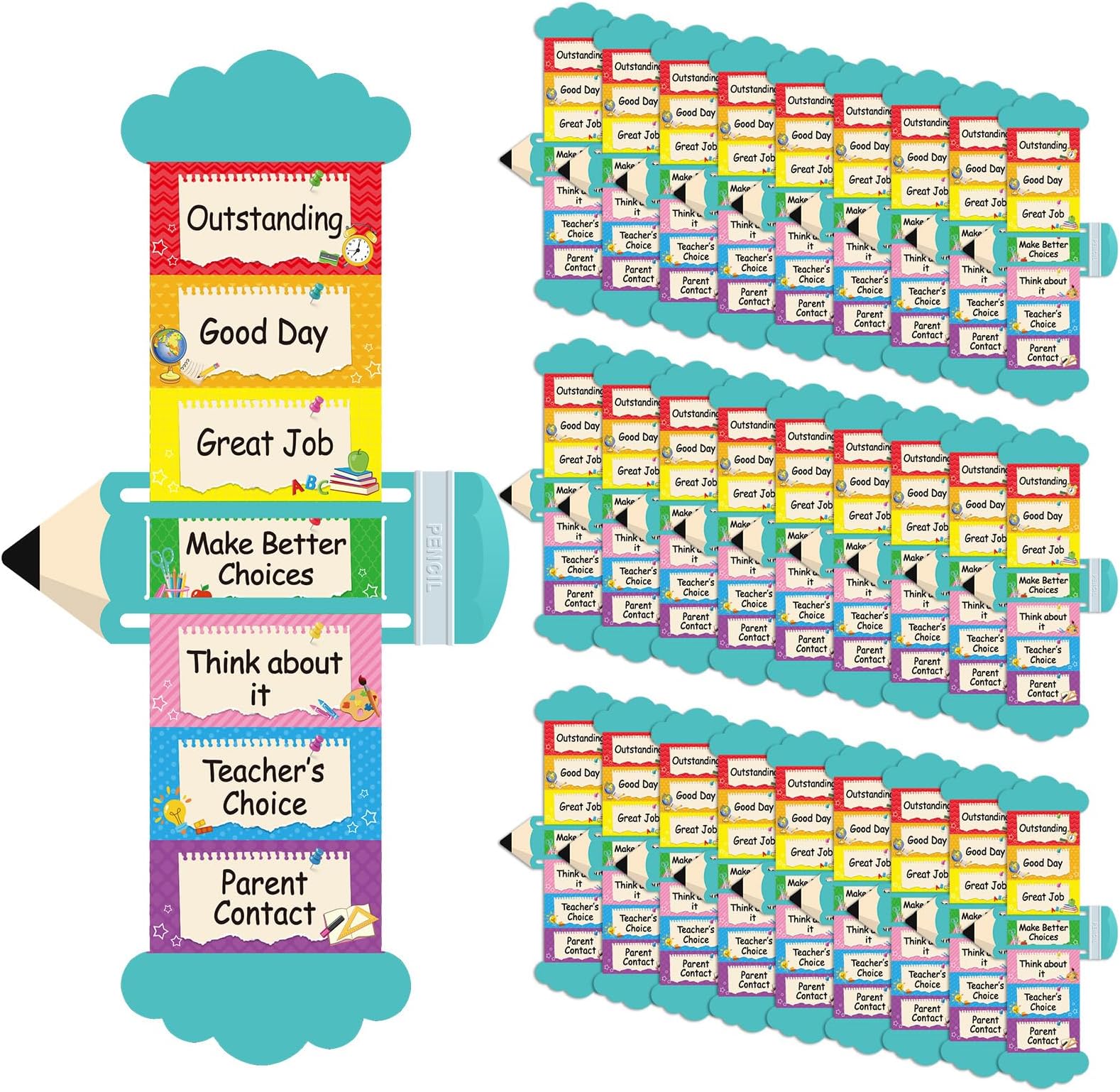 Amazon.com: Cholemy 50 Pcs Behavior Clip Chart Plastic Mini Behavior ...