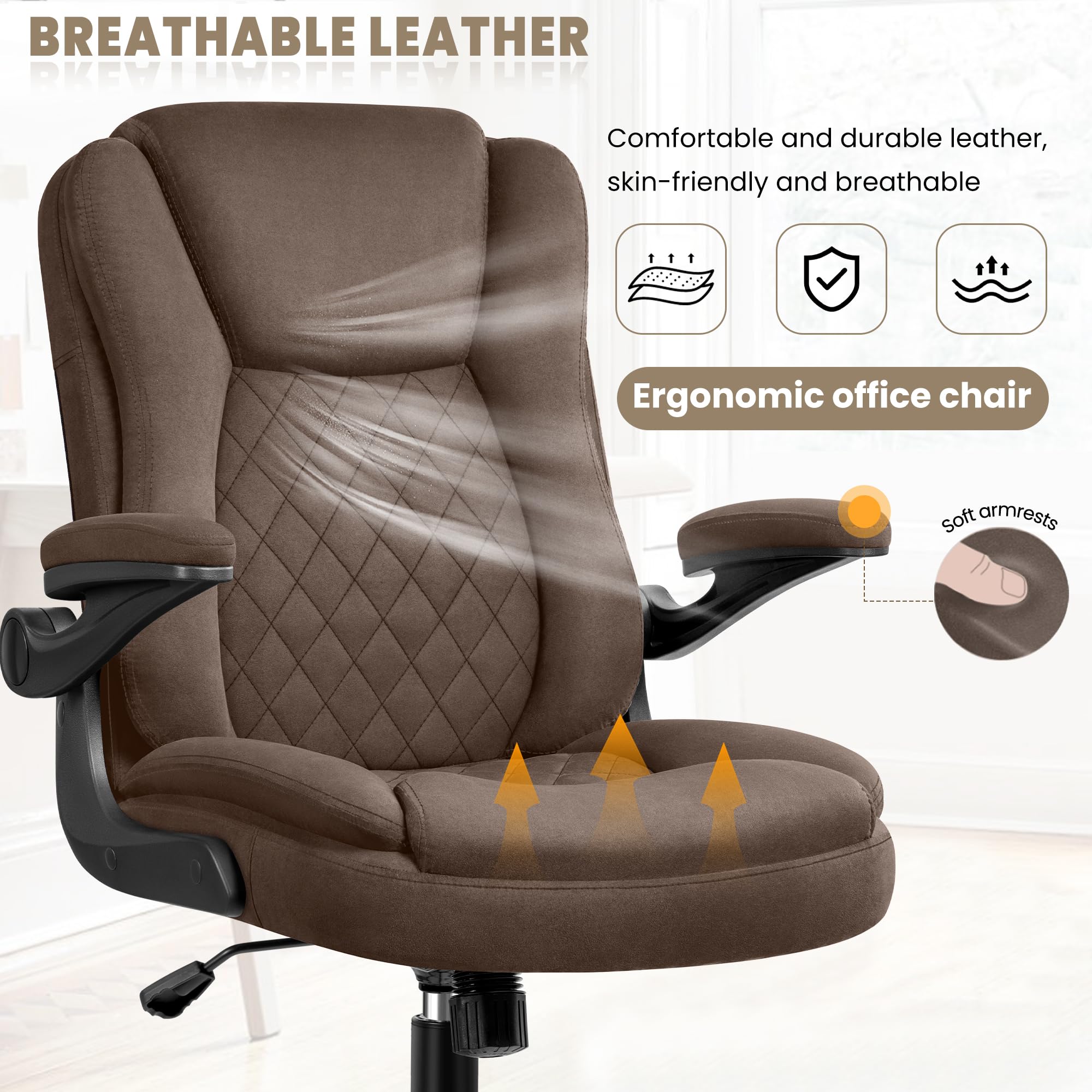 Brick Attic Executive Office Chair, Office Chair Ergonomic Suede Desk ...