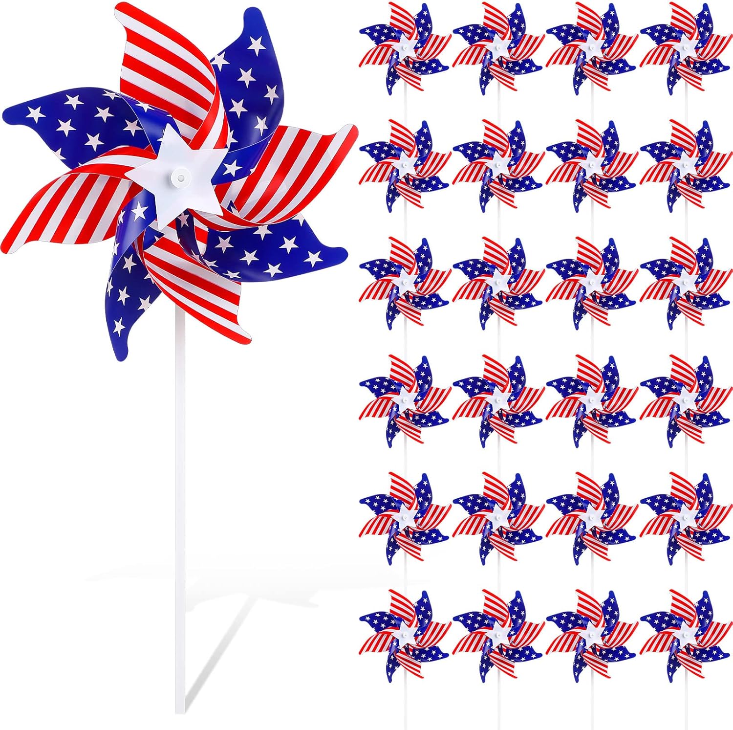 Amazon.com: Sosation 100 Pcs American Flag Pinwheels 8 Inch Patriotic ...