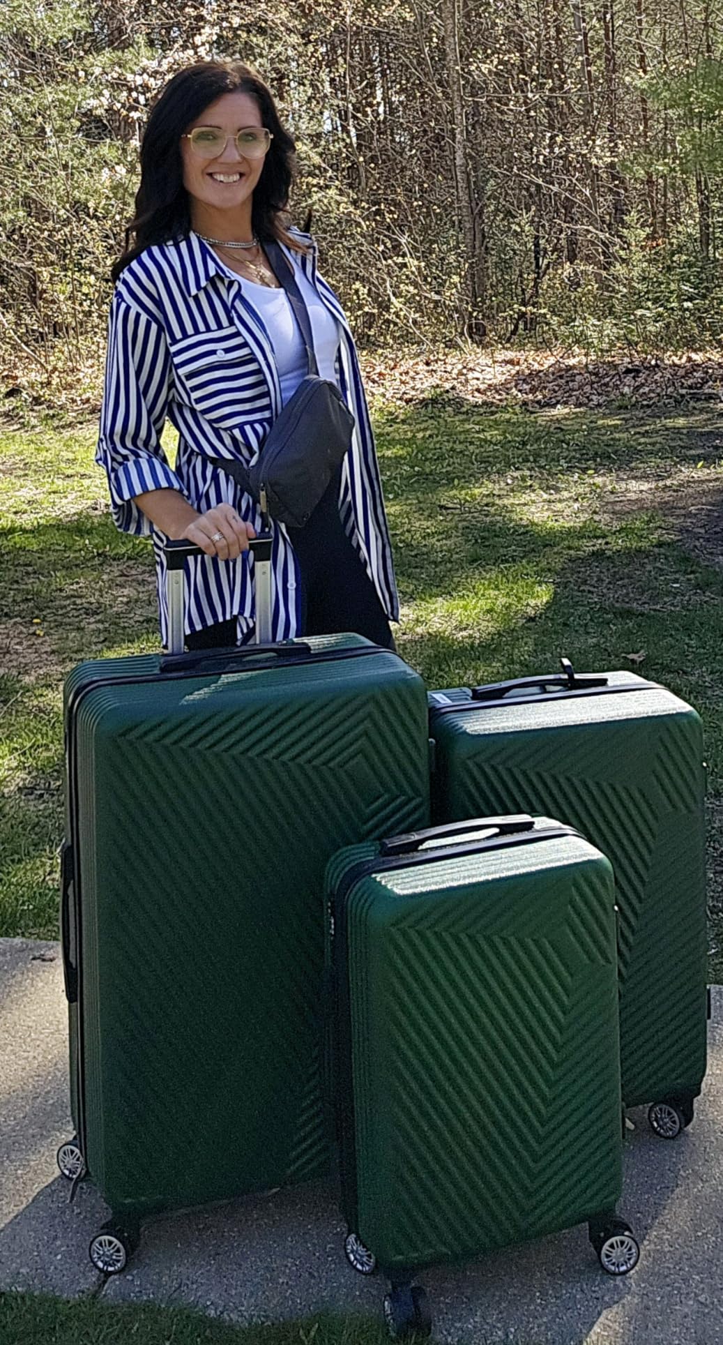 Amazon.com | DAMEING Luggage Sets 3 Piece for Women, Hardside Suitcase ...