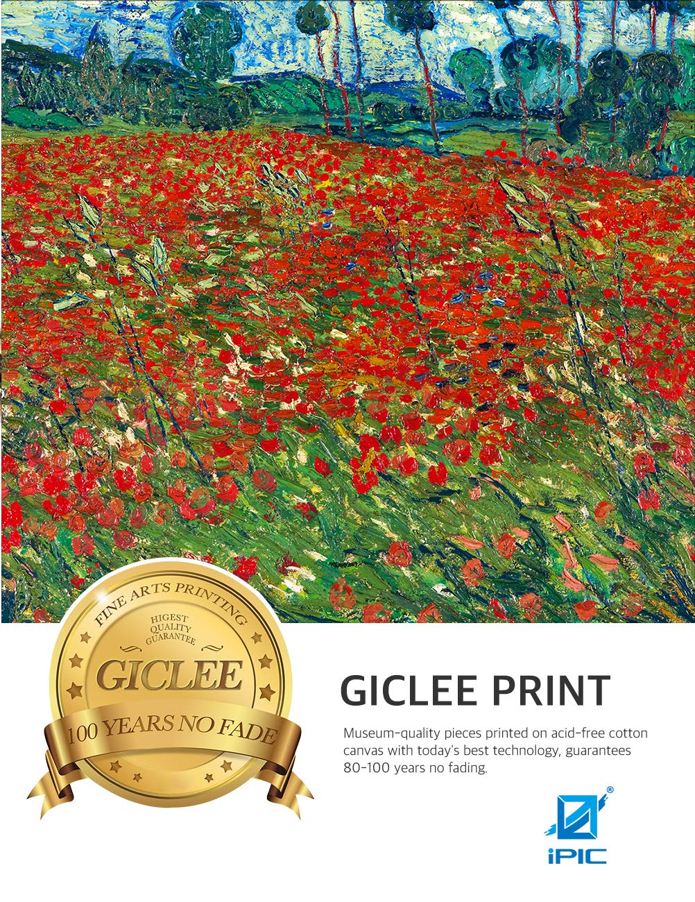 IPIC - Poppy Field Floral Vintage, Vincent Van Gogh Art Reproduction ...