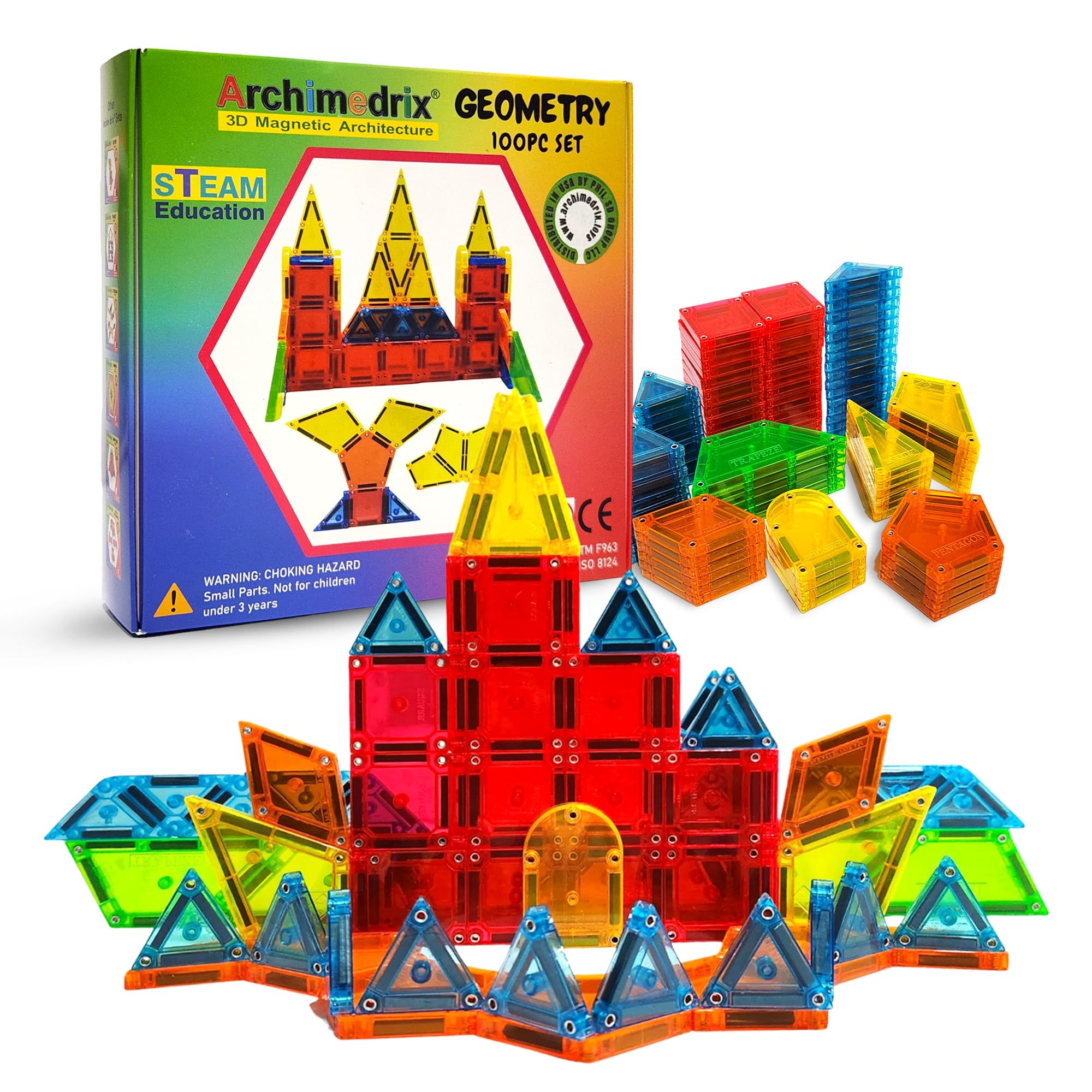 Amazon.com: Archimedrix - Geometry Magnetic Tiles Building Blocks ...