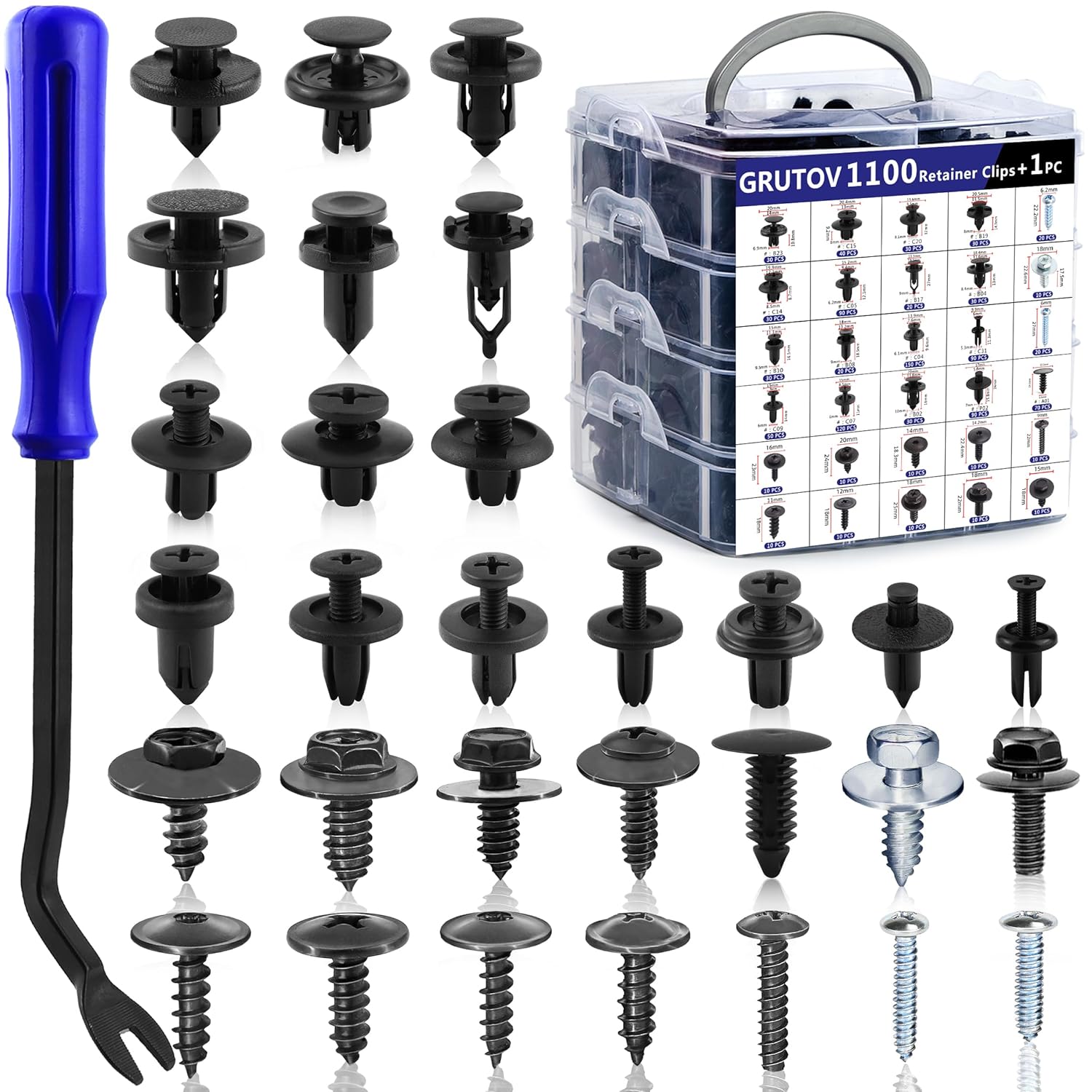 Amazon.com: 1101PCS Auto Retainer Clips Assortment Automotive Push Pins Plastic Rivets Car ...