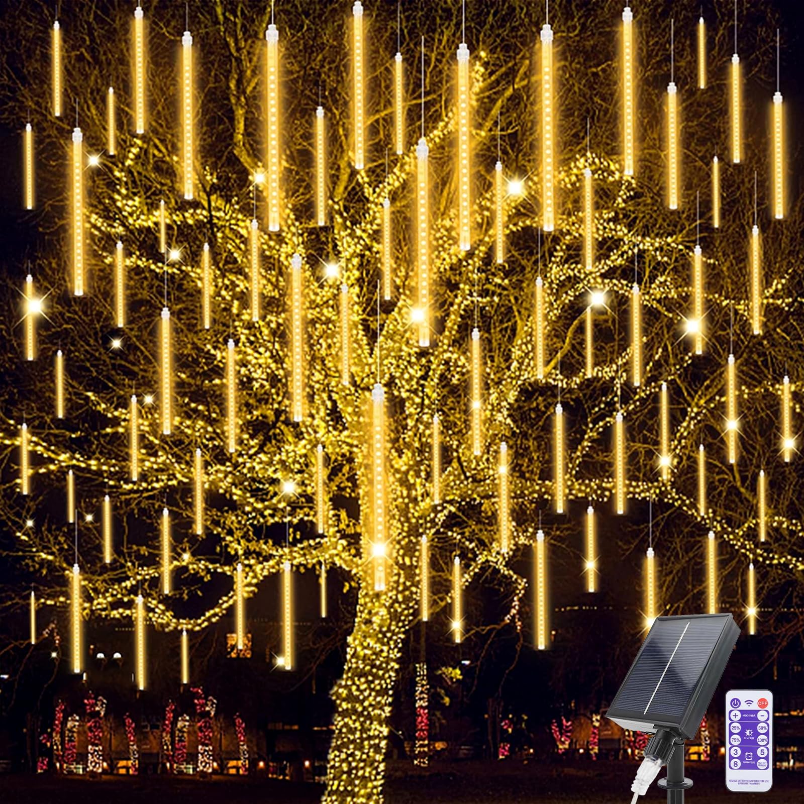 Acxilexy Solar Meteor Shower Rain Lights, 30CM 10 Tubes 240 LEDs ...