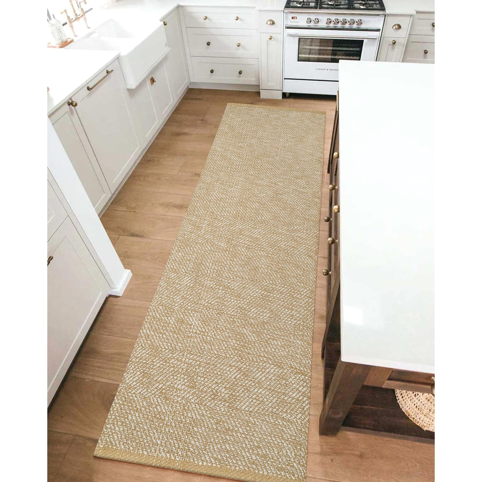 Amazon.com: LEEVAN Hallway Runner Rug 2.6' x 8', Tan/Cream Braided ...