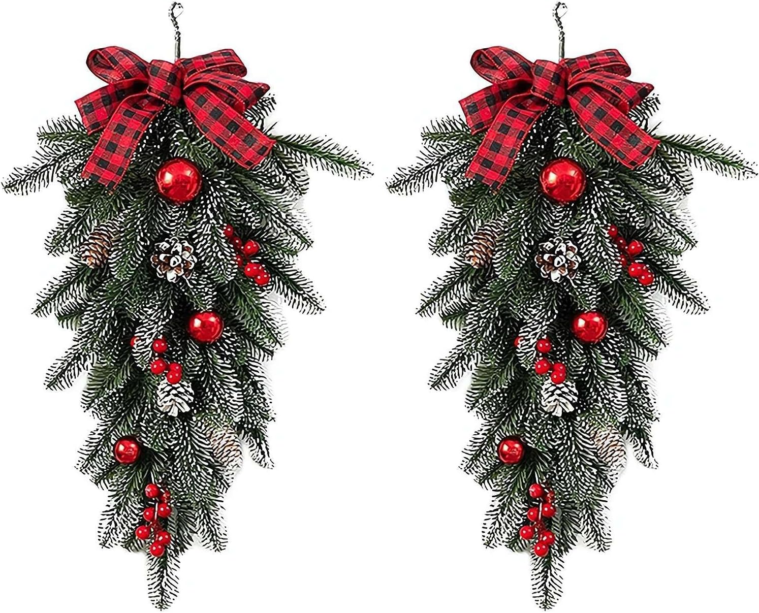 Amazon.com: 2Pcs Christmas Teardrop Swags Decor, 22Inch Artificial Pine ...