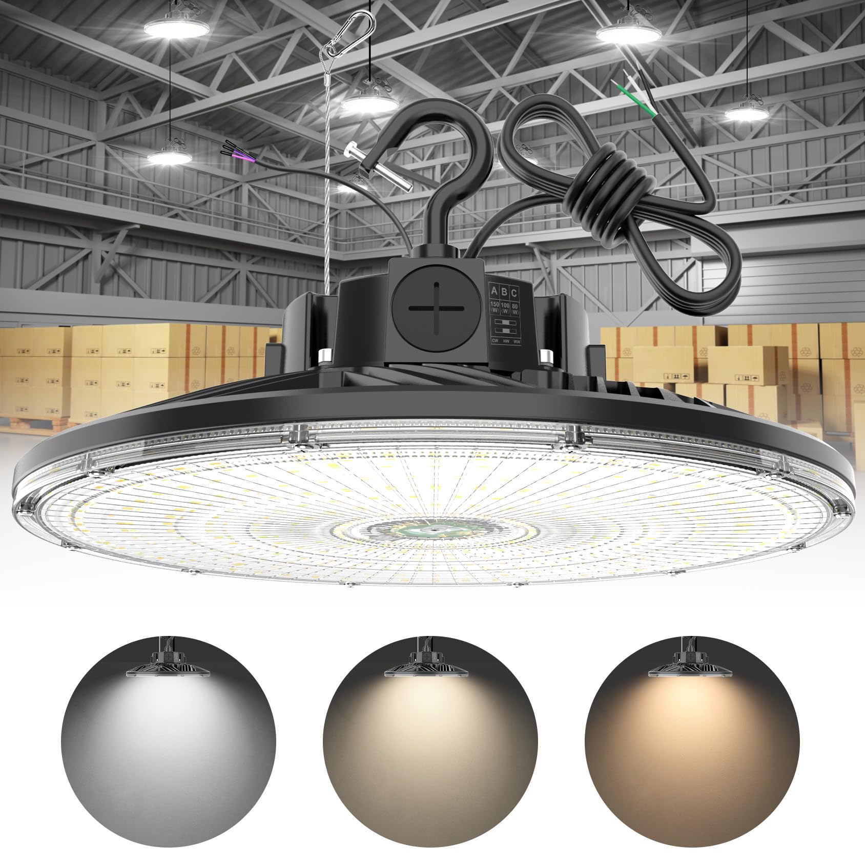 Snapklik.com : 480V UFO LED High Bay Light 150W 100W 80W Adjustable, UL ...