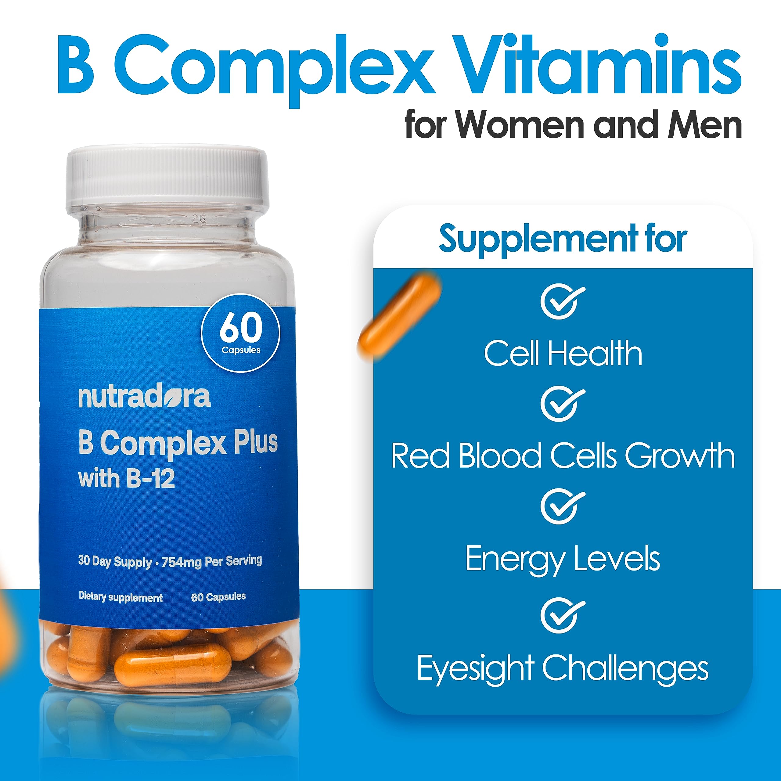 Snapklik.com : Nutradora B Complex Vitamins For Men And Women - 11-in-1 ...