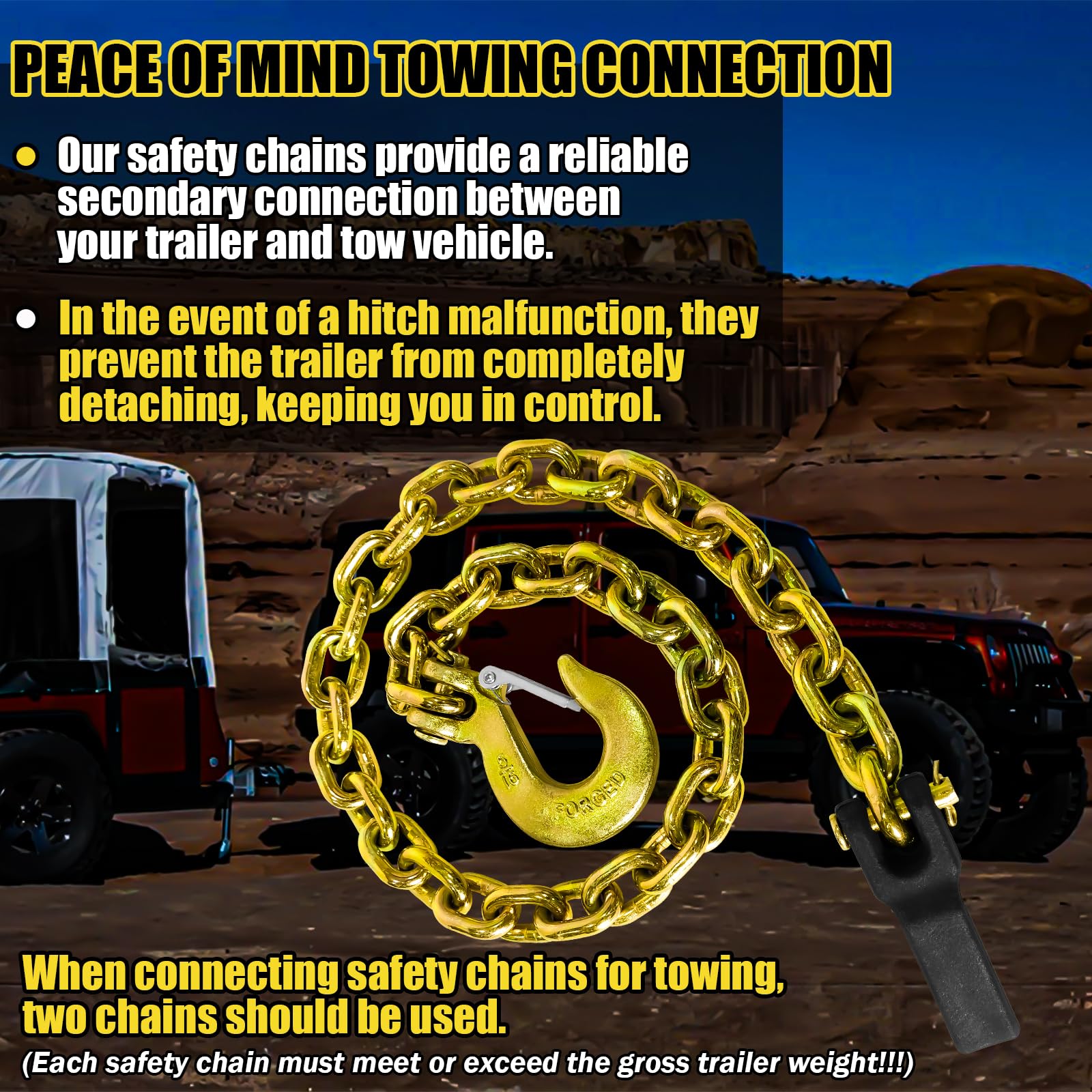Snapklik.com : FITHOIST G80 Trailer Safety Chain 36 Inch Tow Chains