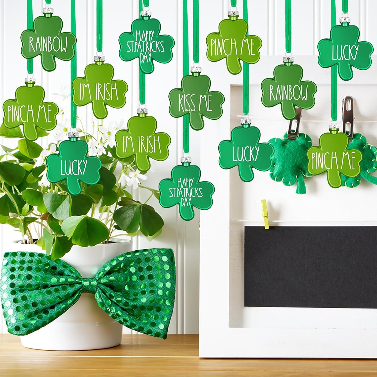 12 adornos colgantes de trébol del día de San Patricio, adornos de ...