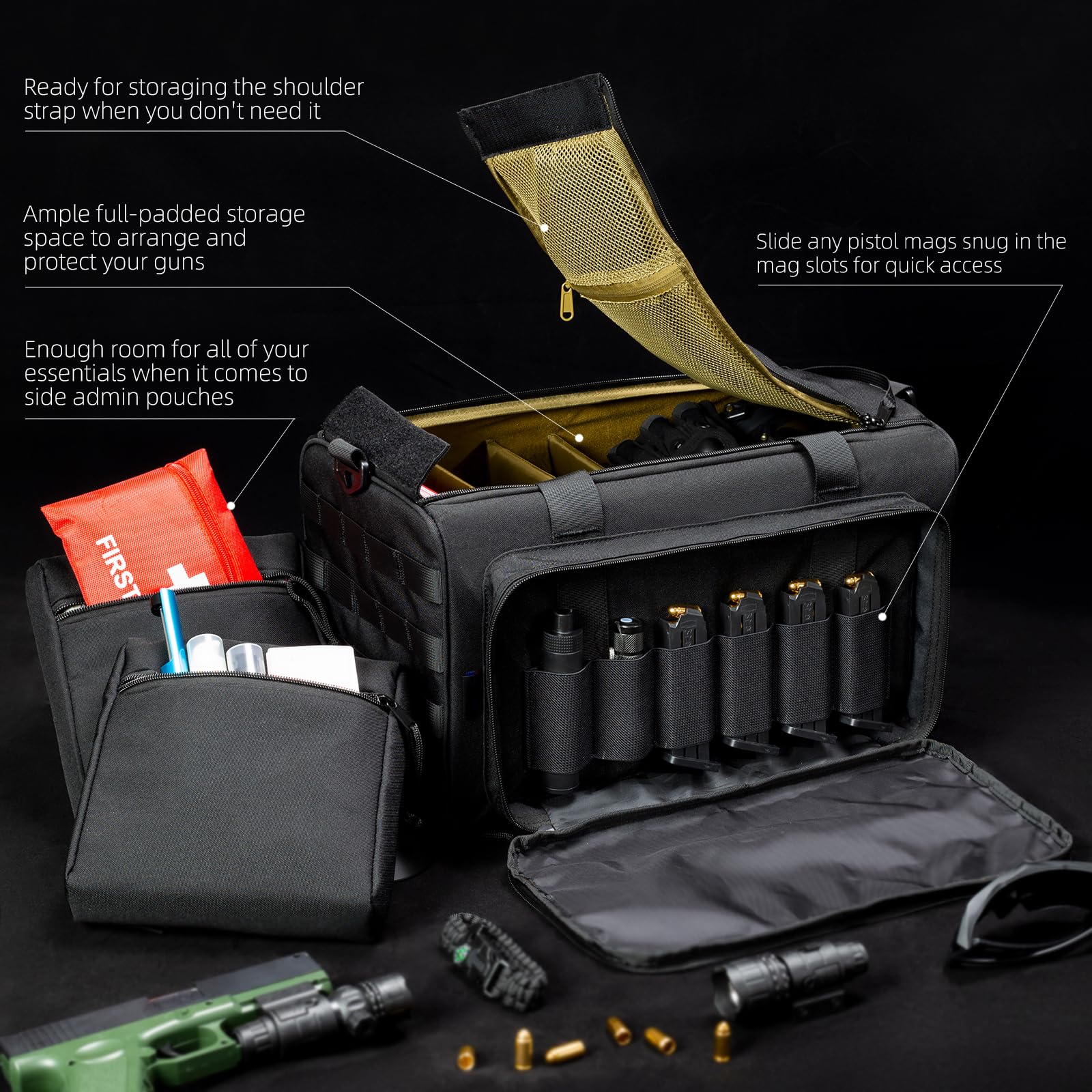 Snapklik.com : Aprikostein Gun Range Bag For Handguns And Ammo Pistol ...
