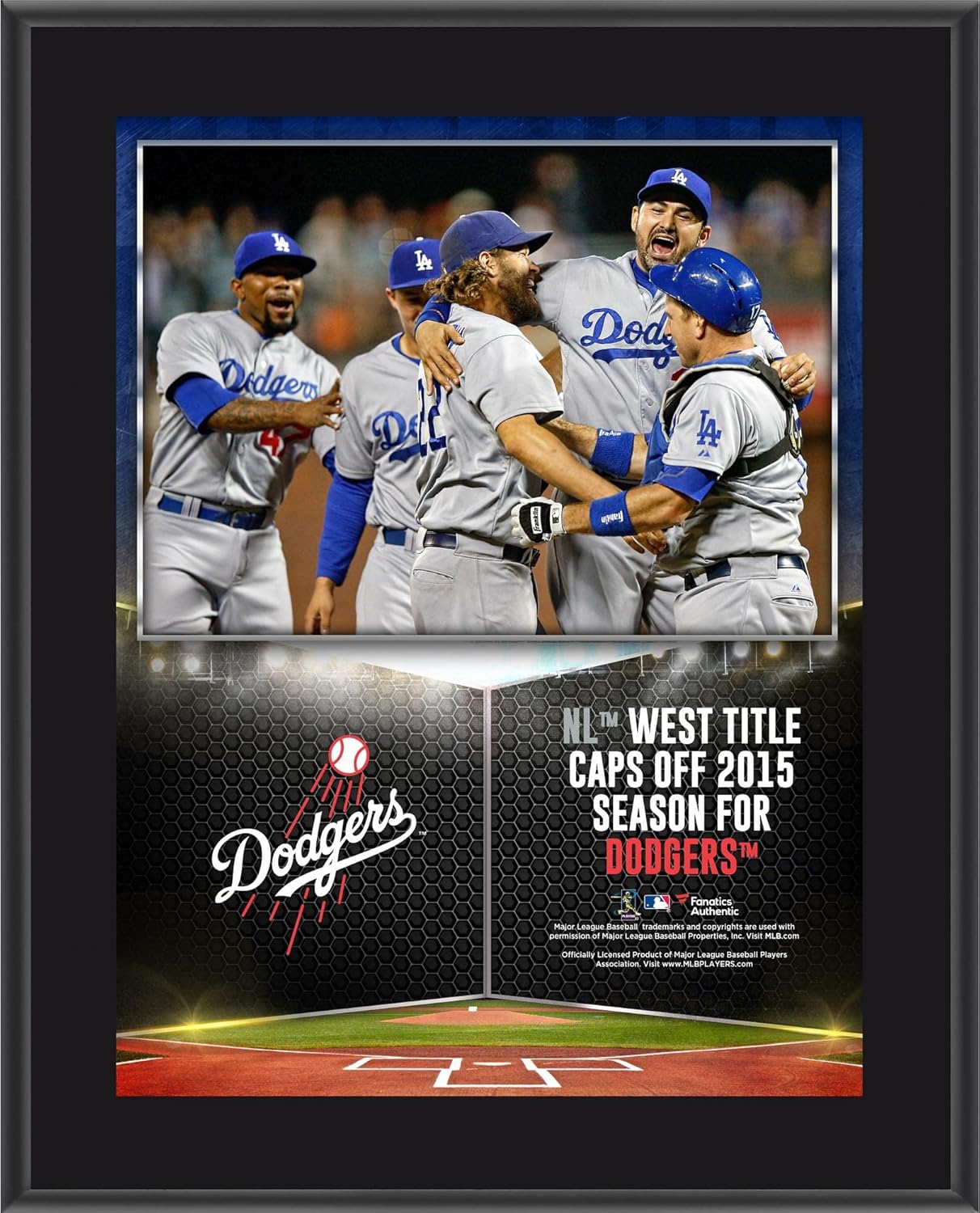 Los Angeles Dodgers 10.5" x 13" NL West Division Champs Sublimated ...