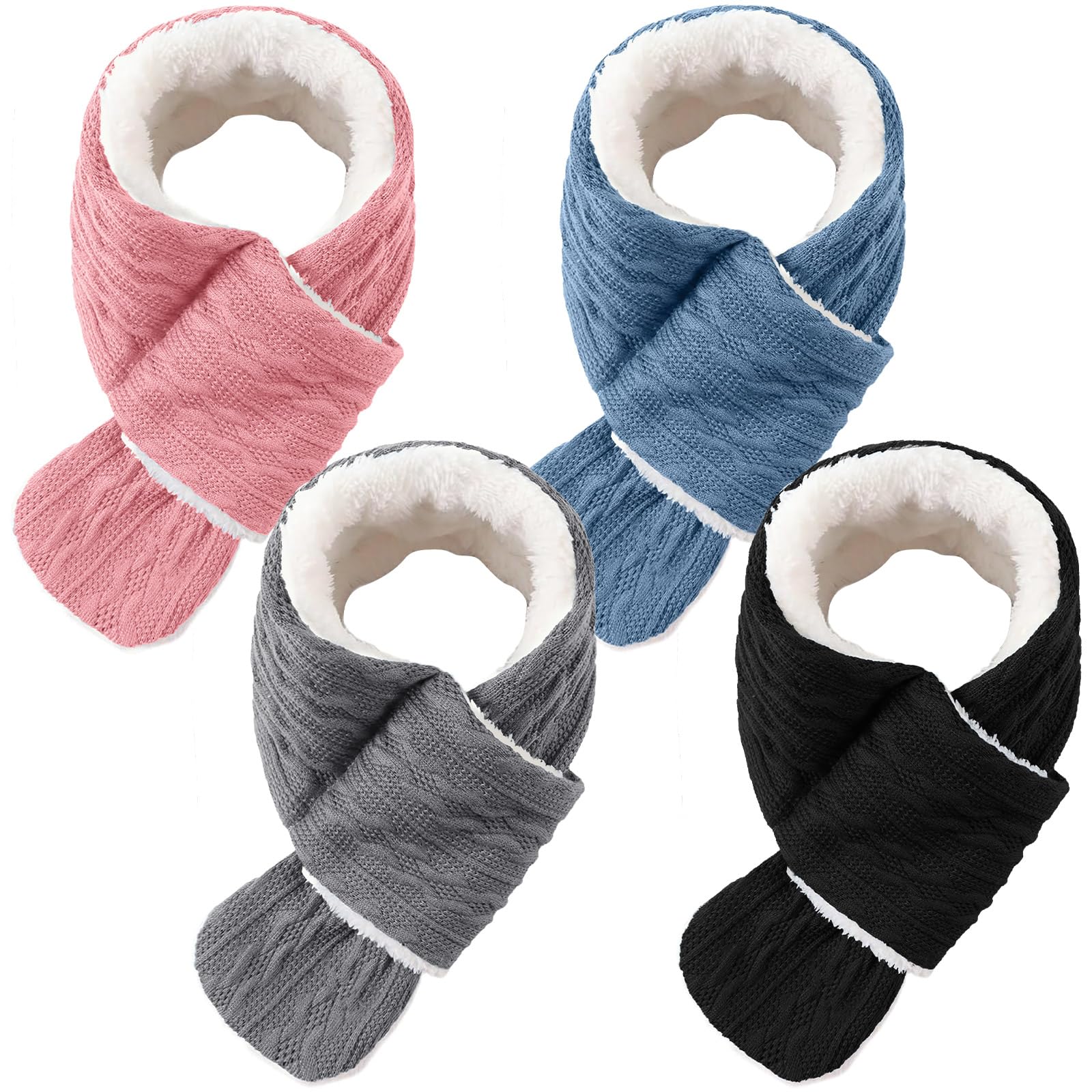 Amazon.com: Jeere 4 Pcs Kids Fleece Scarf Toddler Winter Warm Knitted ...