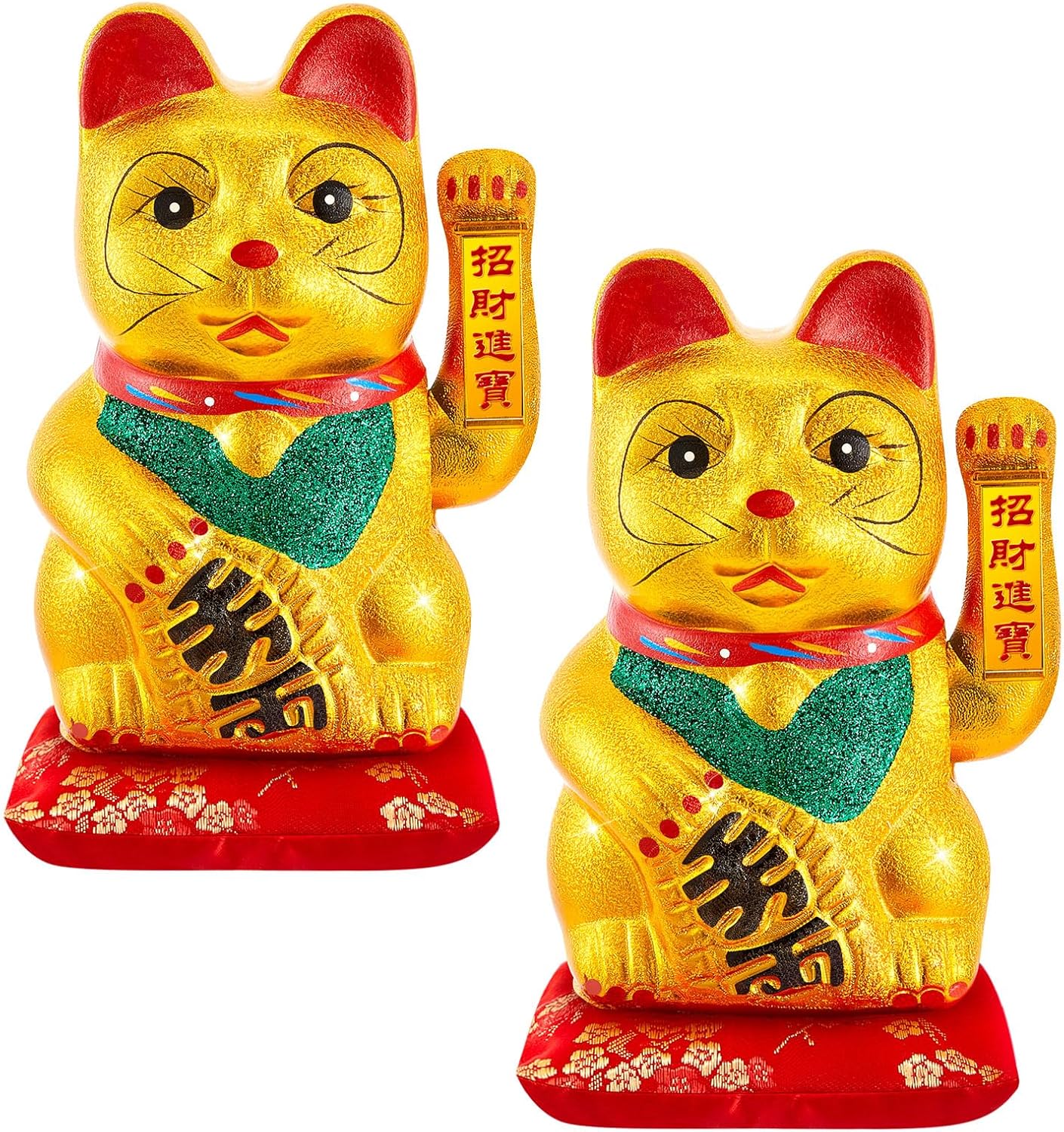 Amazon.com: Suzile 2 Pcs 9'' Maneki Neko Lucky Cat Waving Arm Chinese Fortune Cat Feng Shui ...