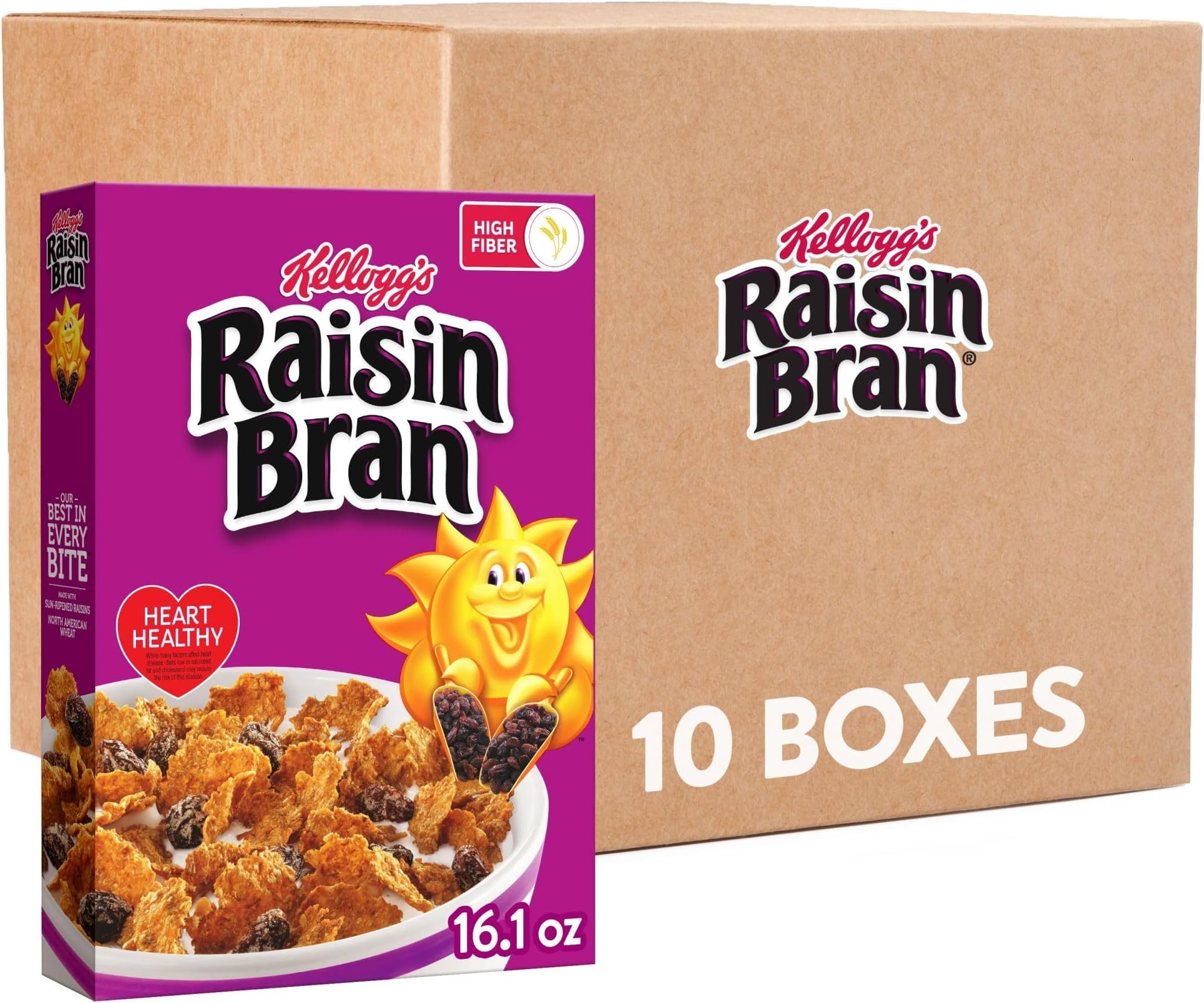 Amazon.com: Kellogg's Raisin Bran Breakfast Cereal, Fiber Cereal ...